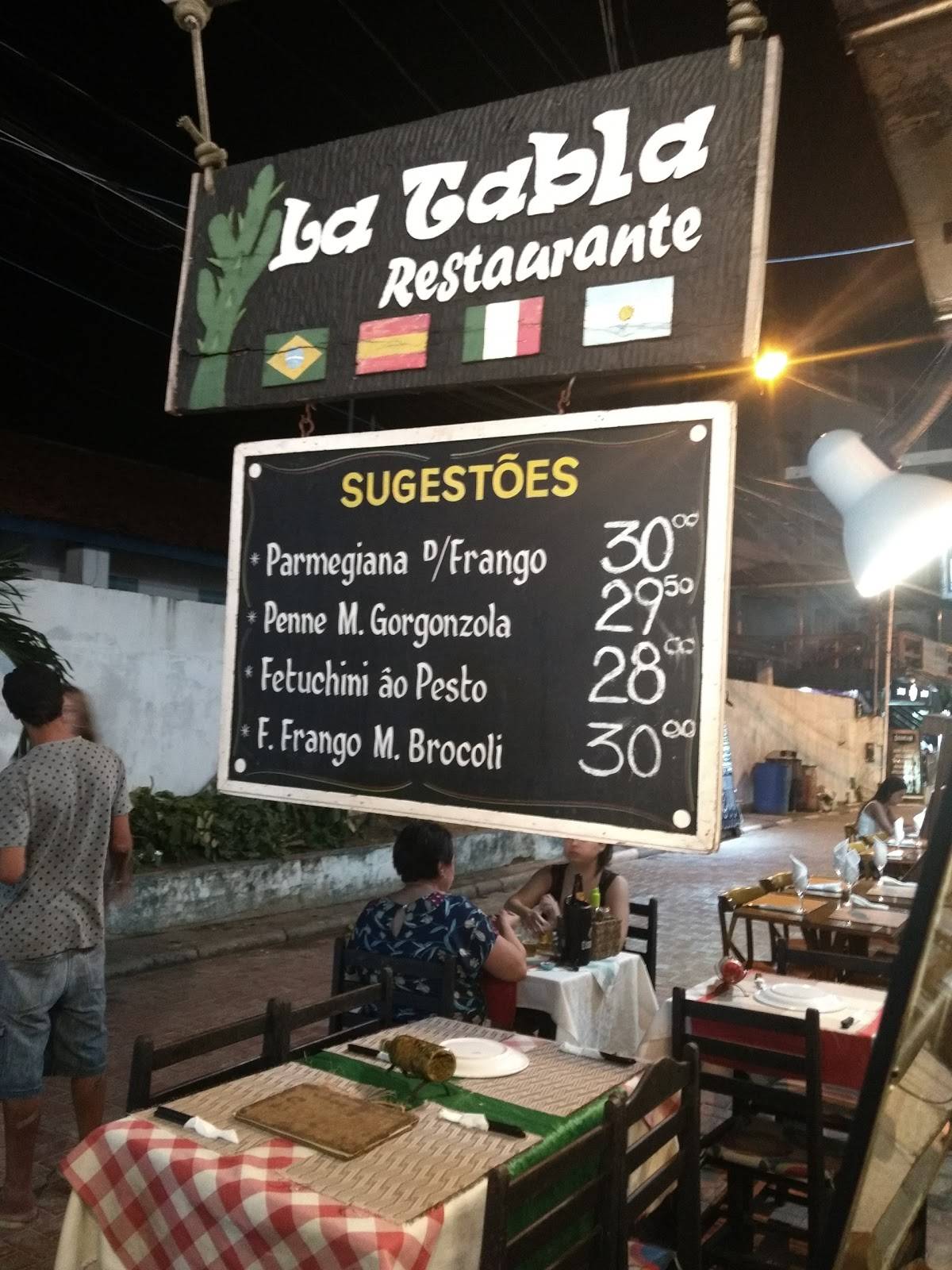 Menu em La Tabla Restaurante, Morro de São Paulo