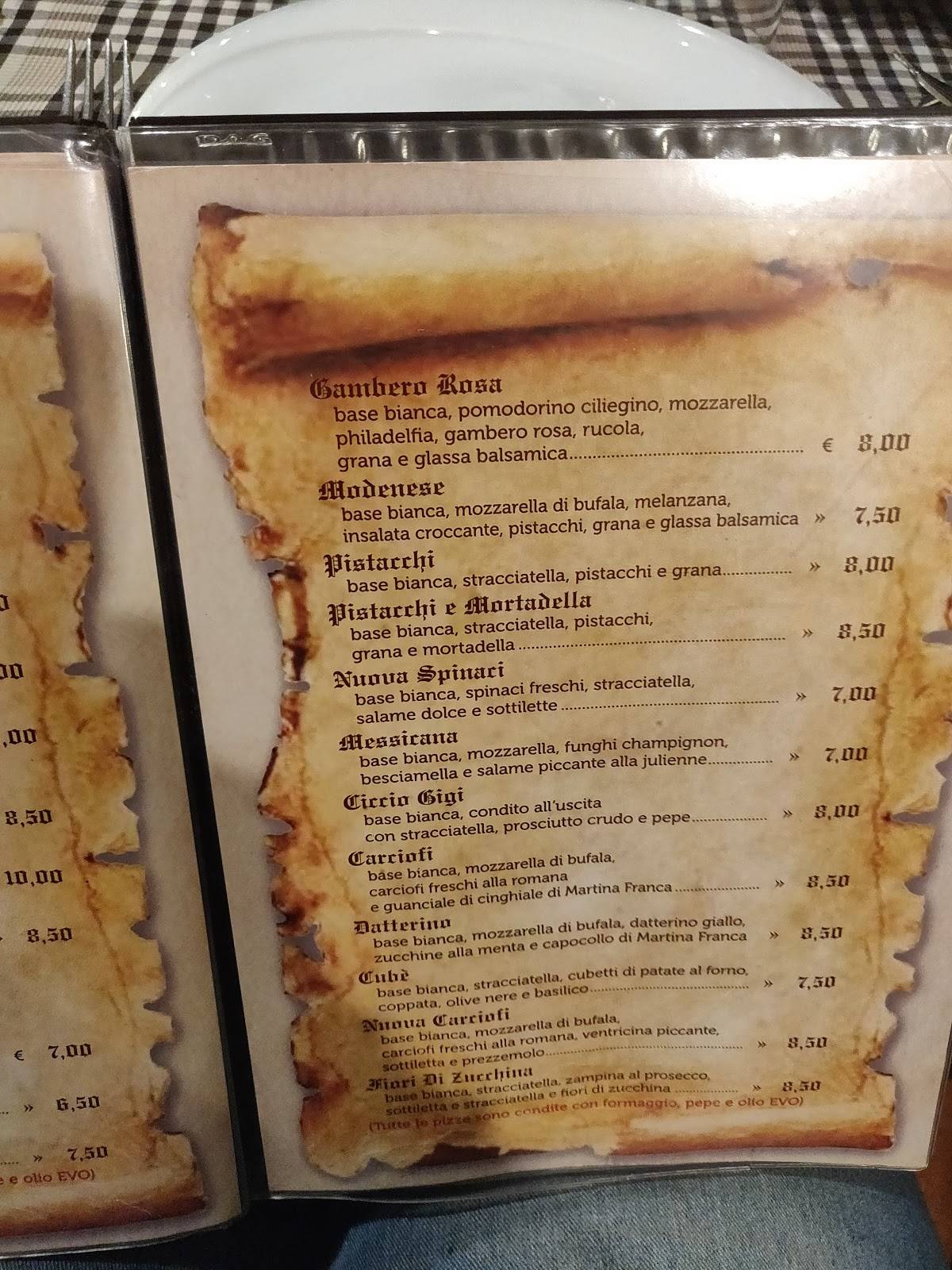 Menu da La Tana pizzeria, Bari