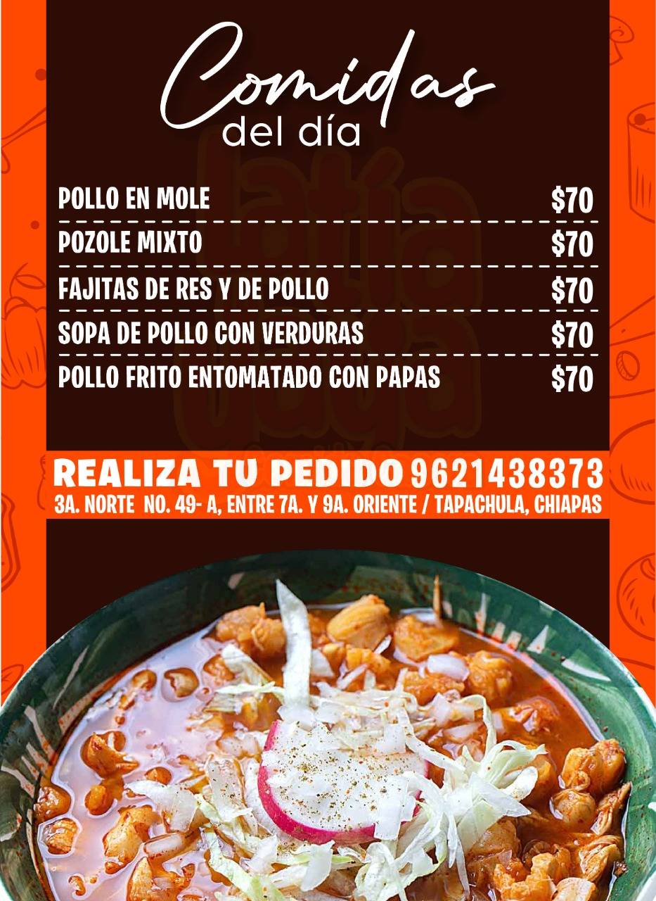 Menu at La Tia Yaya... Comida Casera!!! restaurant, Tapachula