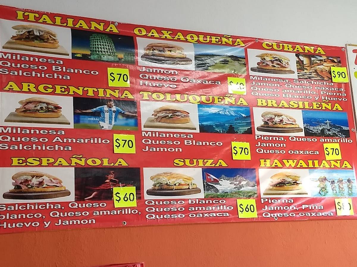 Menu at La Torta Loca Roberto Guerra restaurant, Matamoros