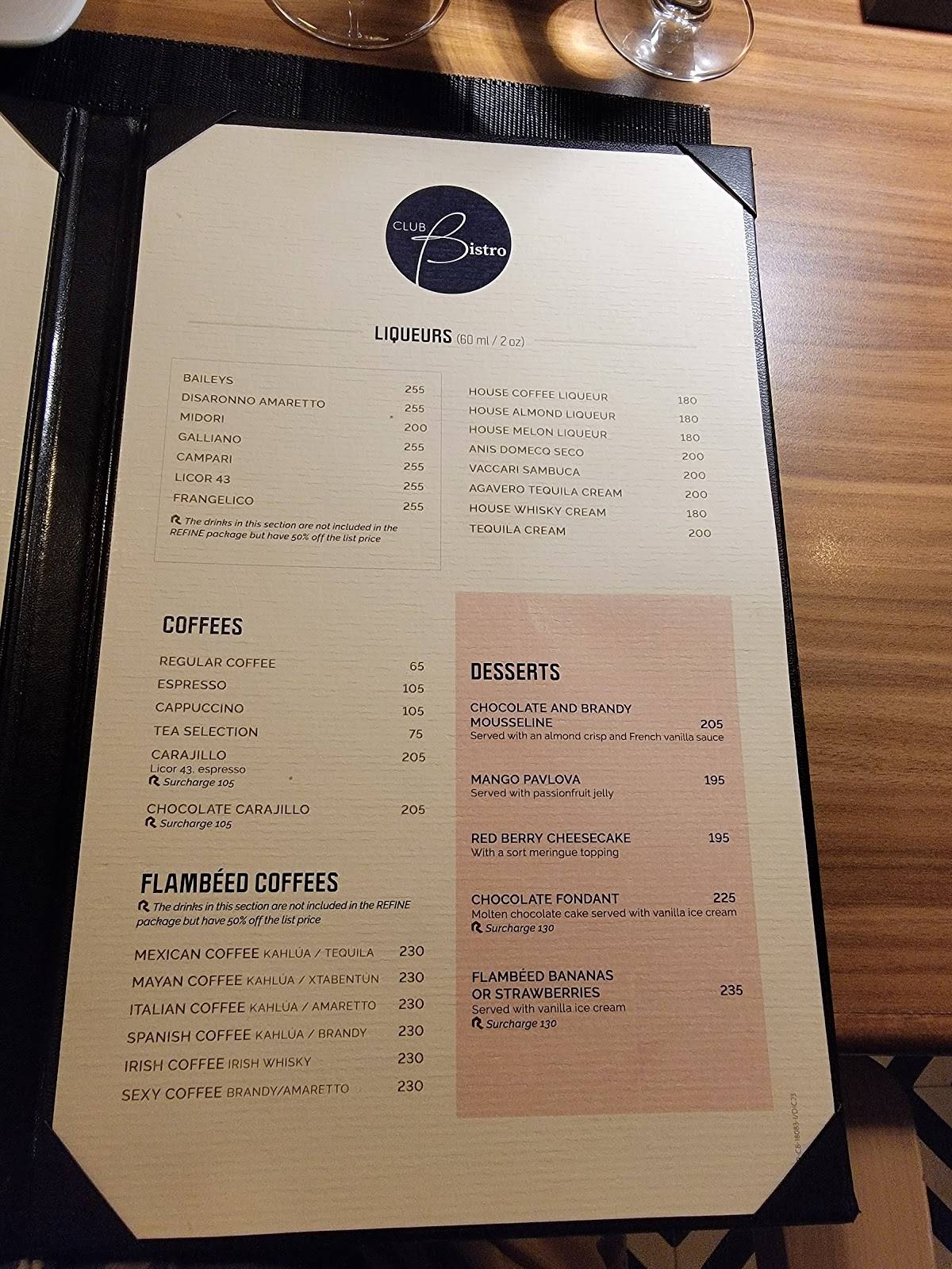 Menu at La Veranda restaurant, Cancún, Zona Hotelera