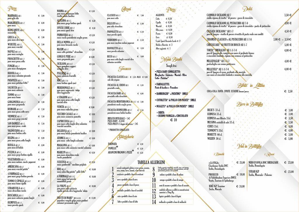 Menu da La volpe ristorante, Volpiano
