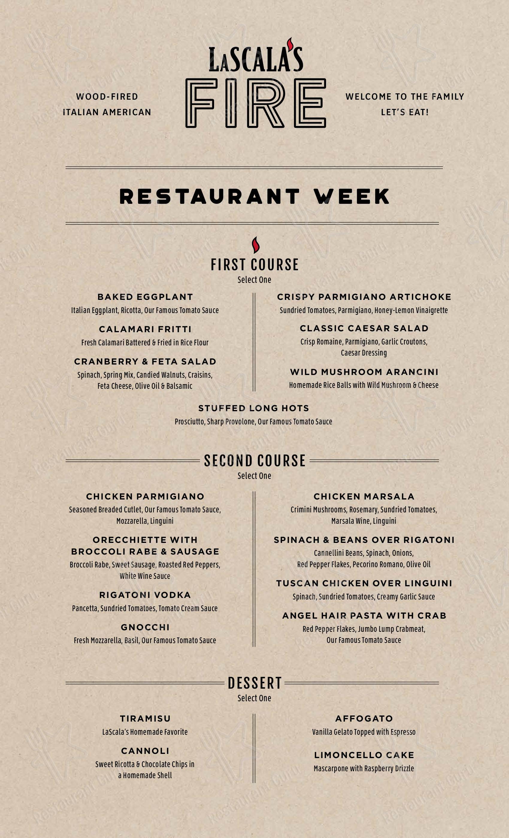 Menu at LaScala's FIRE - Center City restaurant, Philadelphia, 615 ...