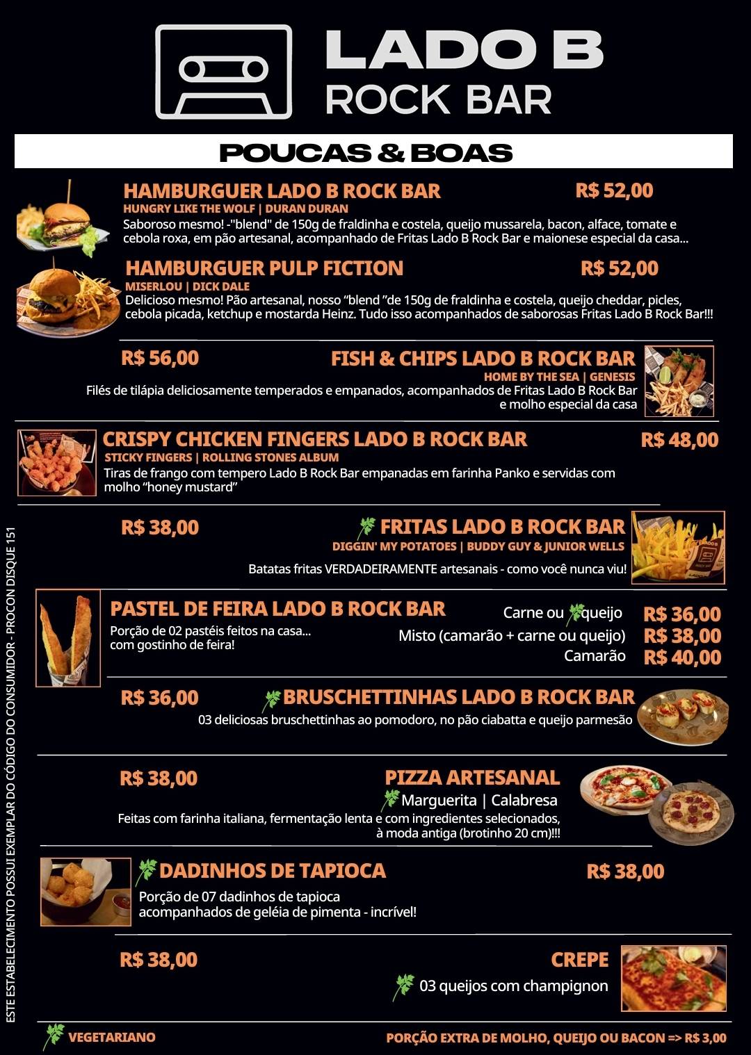 Menu em Lado B Rock Bar, Rio de Janeiro