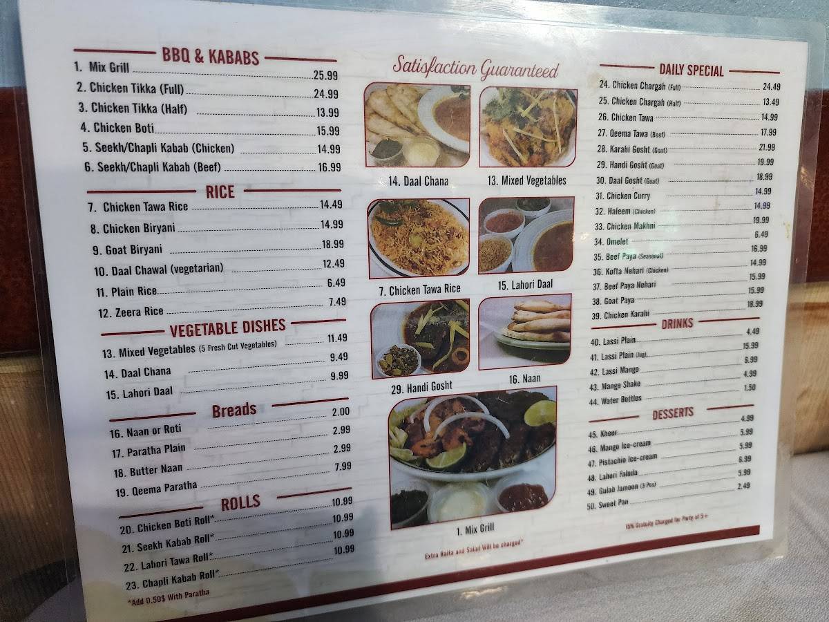 Menu at Lahore Food & Grill desserts, Chicago, W Devon Ave