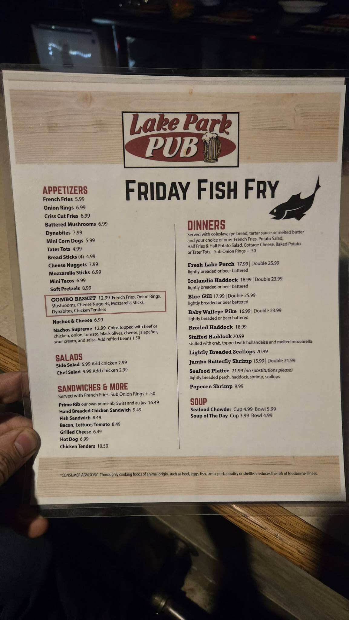 Menu at Lake Park Pub and Grill, Menasha, Lake Park Rd