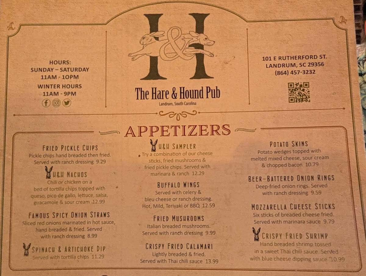 Menu at The Hare and Hound pub & bar, Landrum