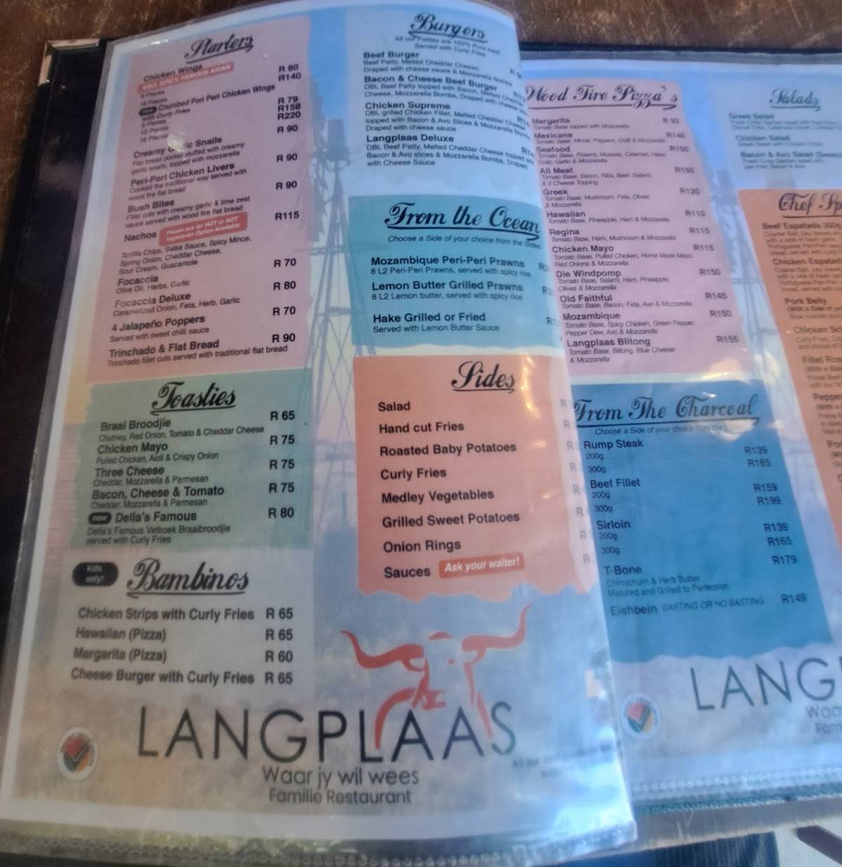 Menu at Langplaas restaurant, Bela-Bela, 53 Flambojant