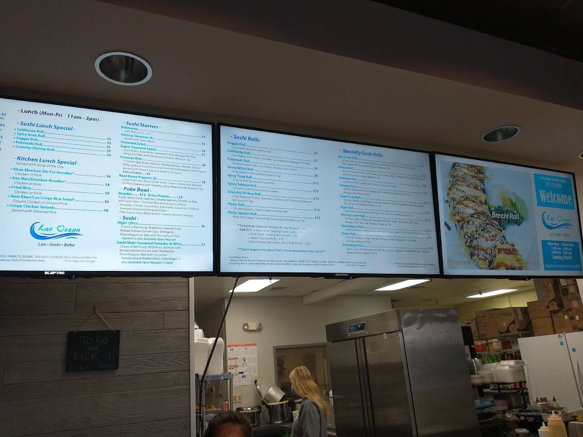 Menu at Lao Ocean restaurant, Gulf Breeze