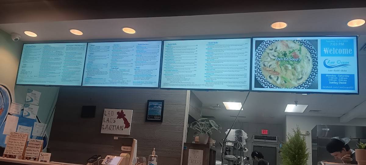 Menu at Lao Ocean restaurant, Gulf Breeze