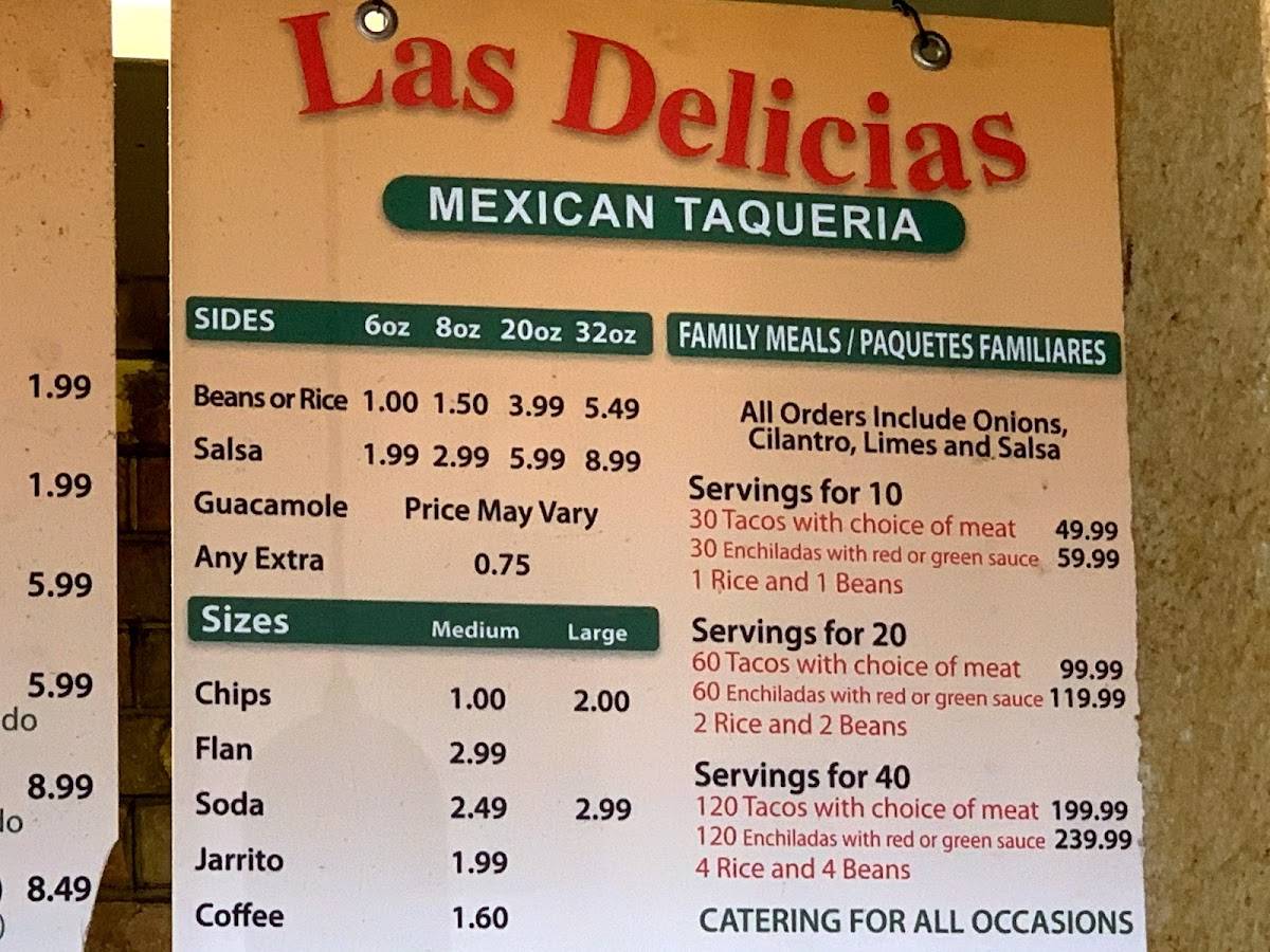 Menu at Las Delicias Sport Taqueria restaurant, Castaic, The Old Rd