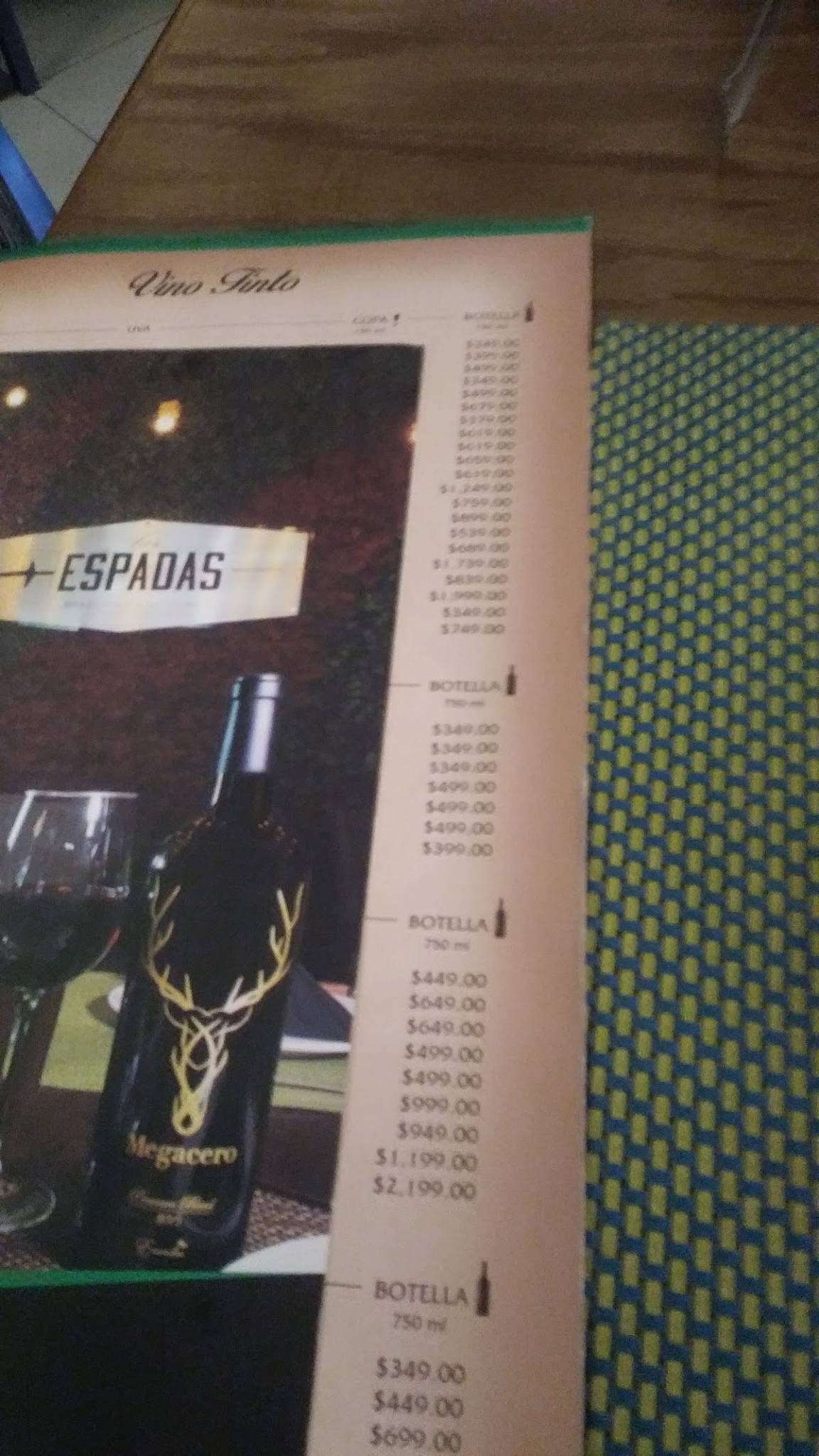 Carta de Las Espadas - Brazilian Steakhouse, Ciudad Juarez, Av. Paseo ...