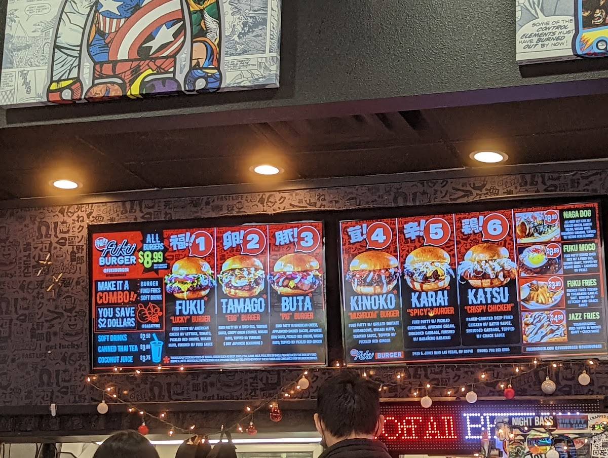 Menu at Fuku Burger Chinatown restaurant, Las Vegas, S Jones Blvd