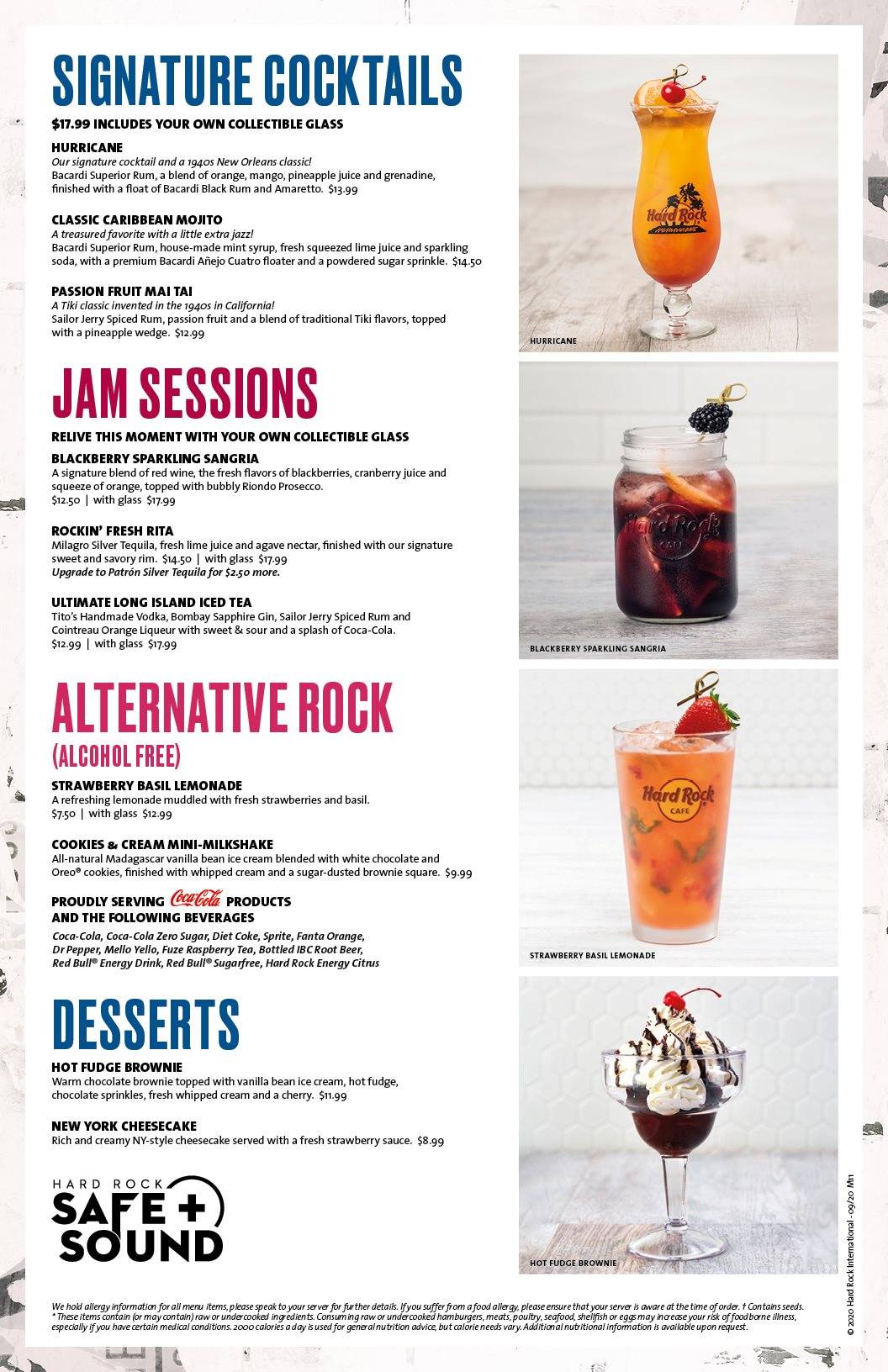 Menu at Hard Rock Cafe, Las Vegas, Las Vegas Blvd S #120