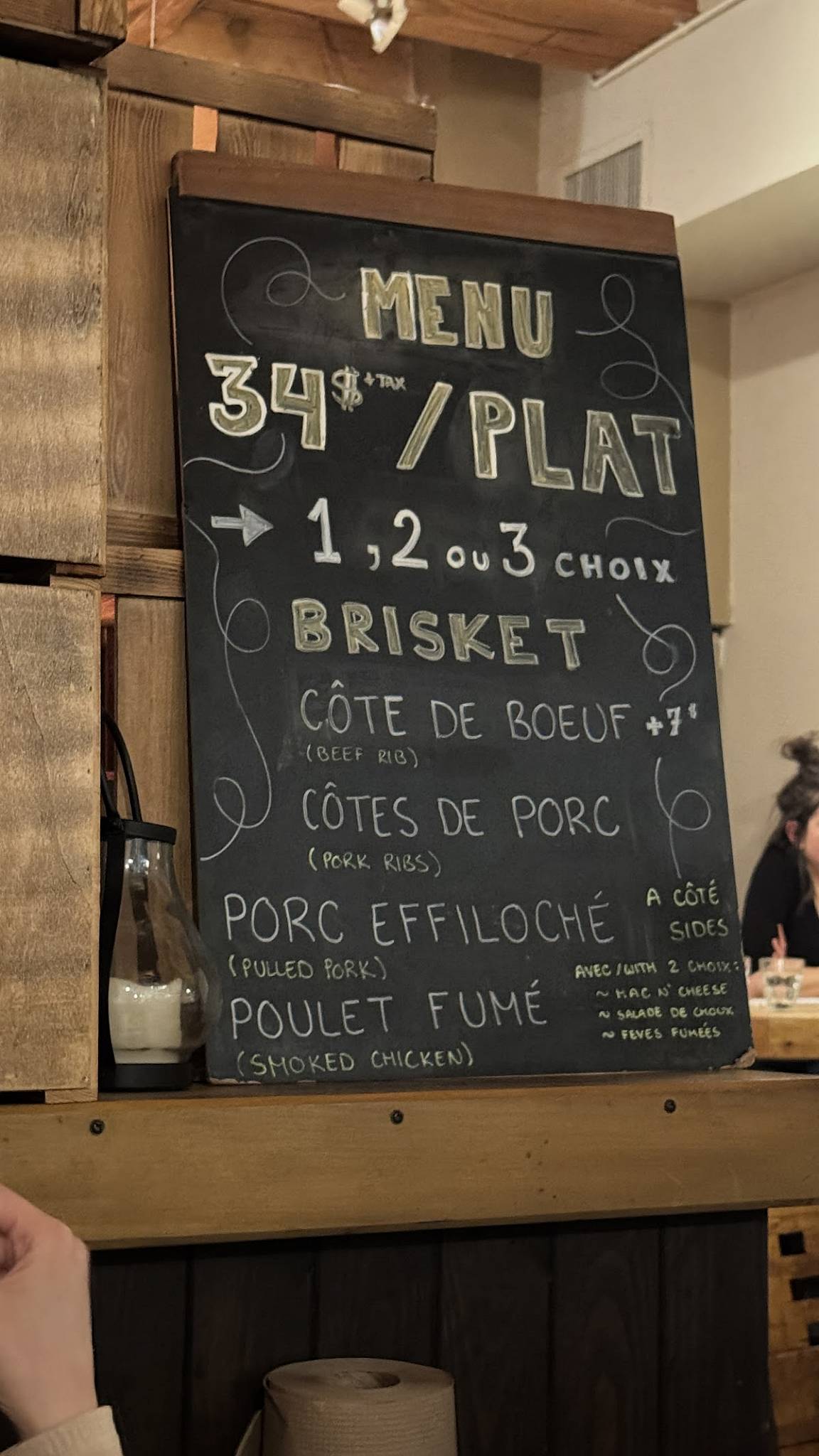 Menu at Lattuca Barbecue, Montréal