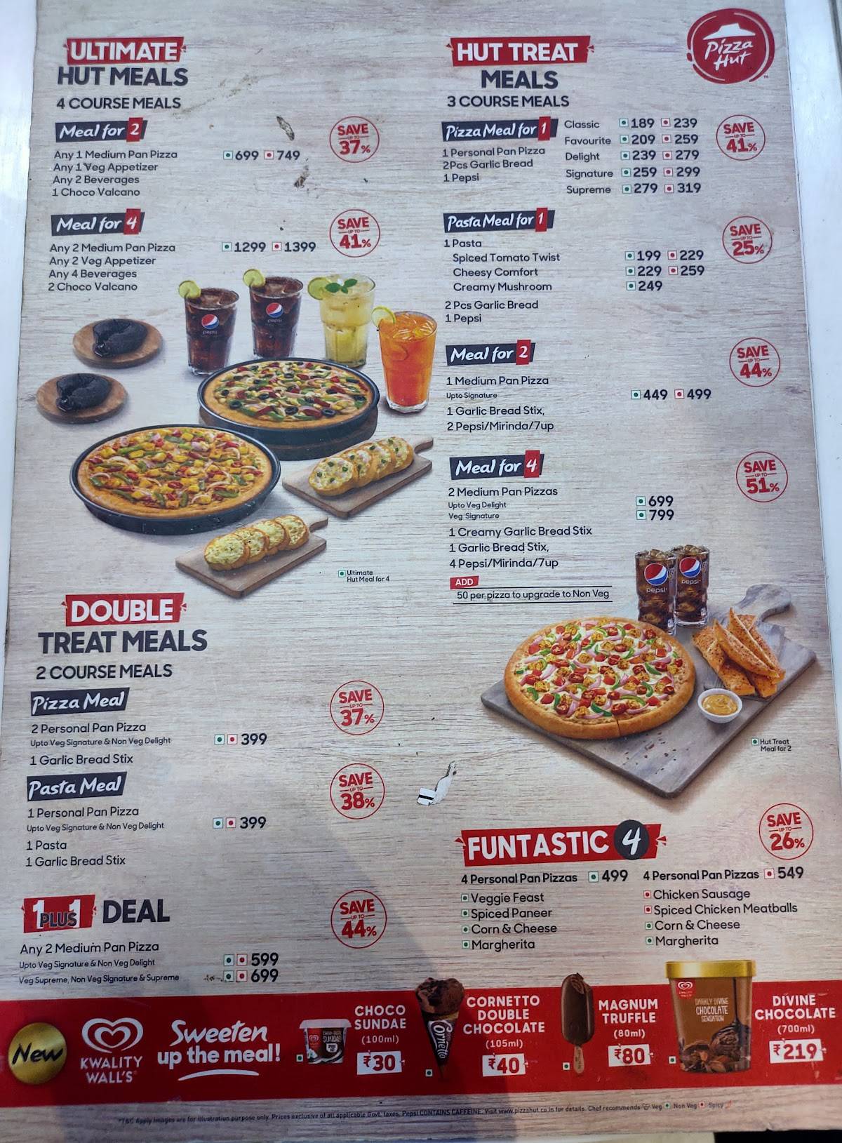 Menu at Pizza Hut, Latur