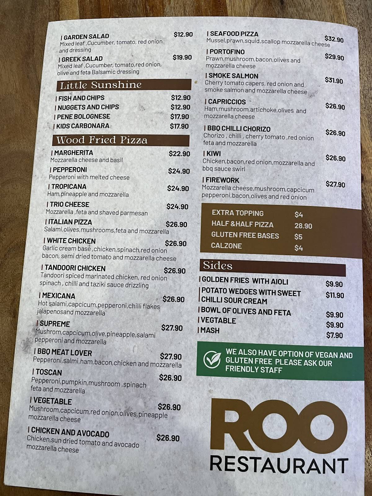 Menu at Lavoro Italiano Restaurant, Rockingham