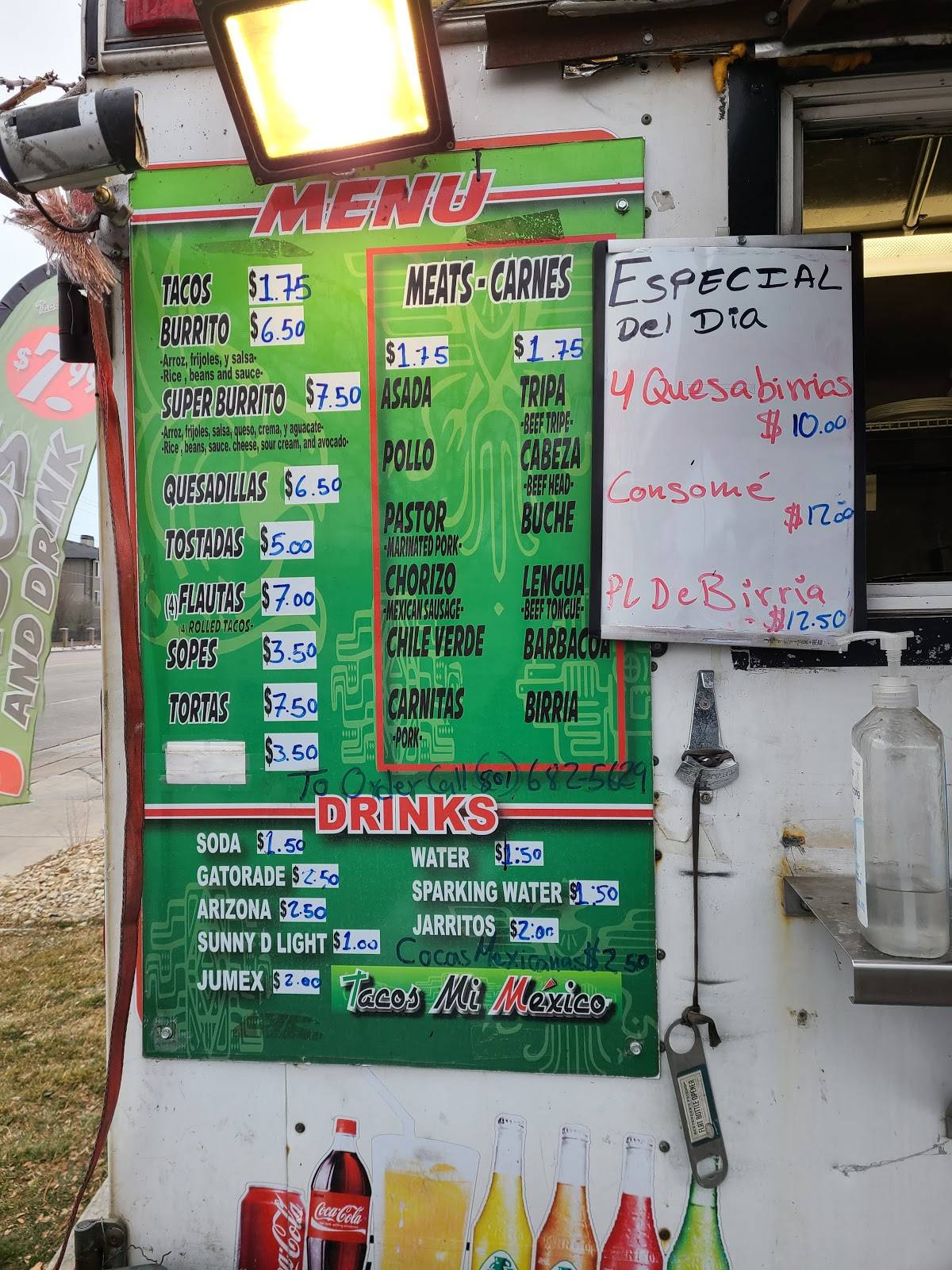 Menu at Tacos Mi Mexico Taco Stand restaurant, Layton