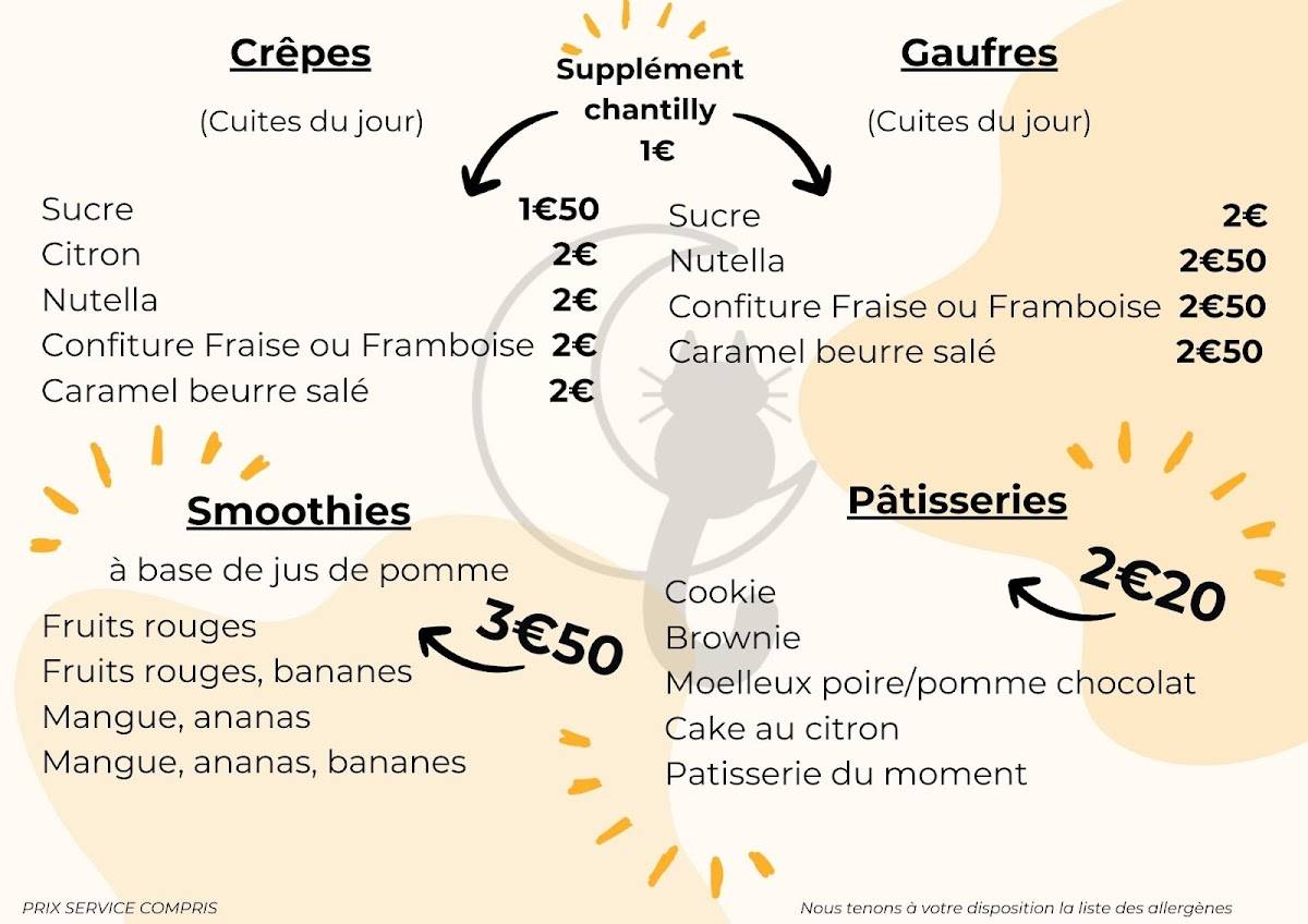 Menu at Le Chat Perché restaurant, Pont-l'Abbé