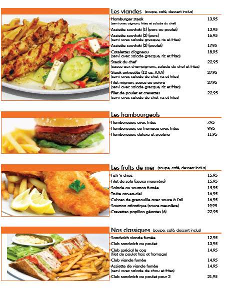 Menu au Le Coq du Quartier restaurant, Longueuil