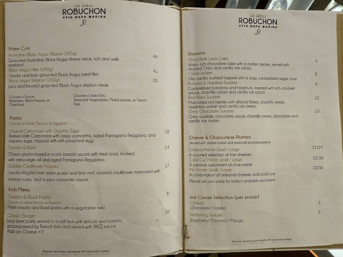 Speisekarte von Le Deli Robuchon, Agia Napa
