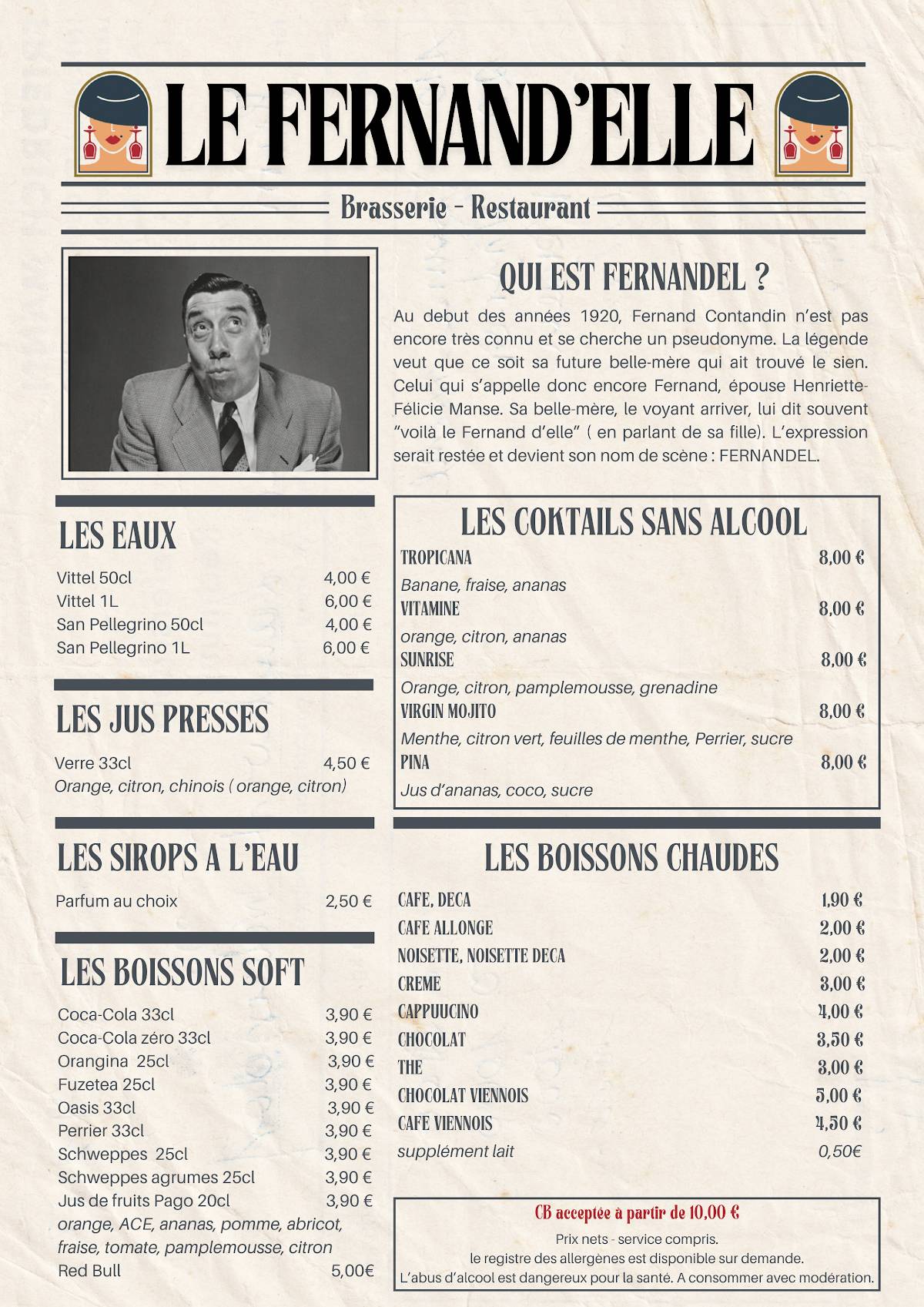 Menu au Le Fernand'elle restaurant, Carry-le-Rouet