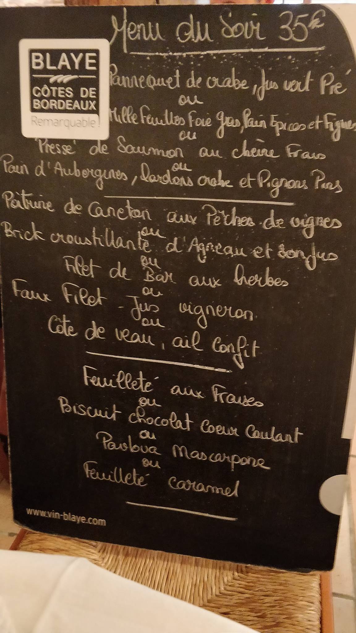 Menu au Le Gavroche Blaye Restaurant / Brasserie, Blaye
