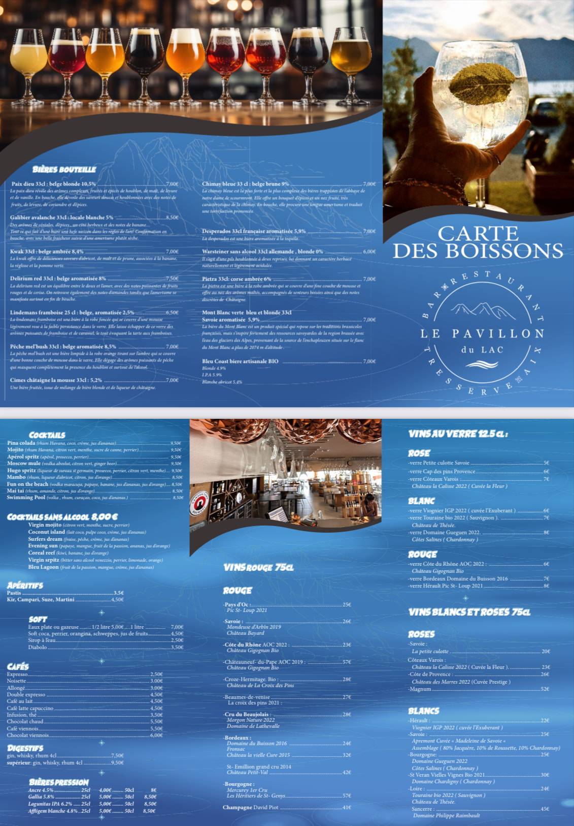 Menu au Le Pavillon du lac restaurant, Tresserve