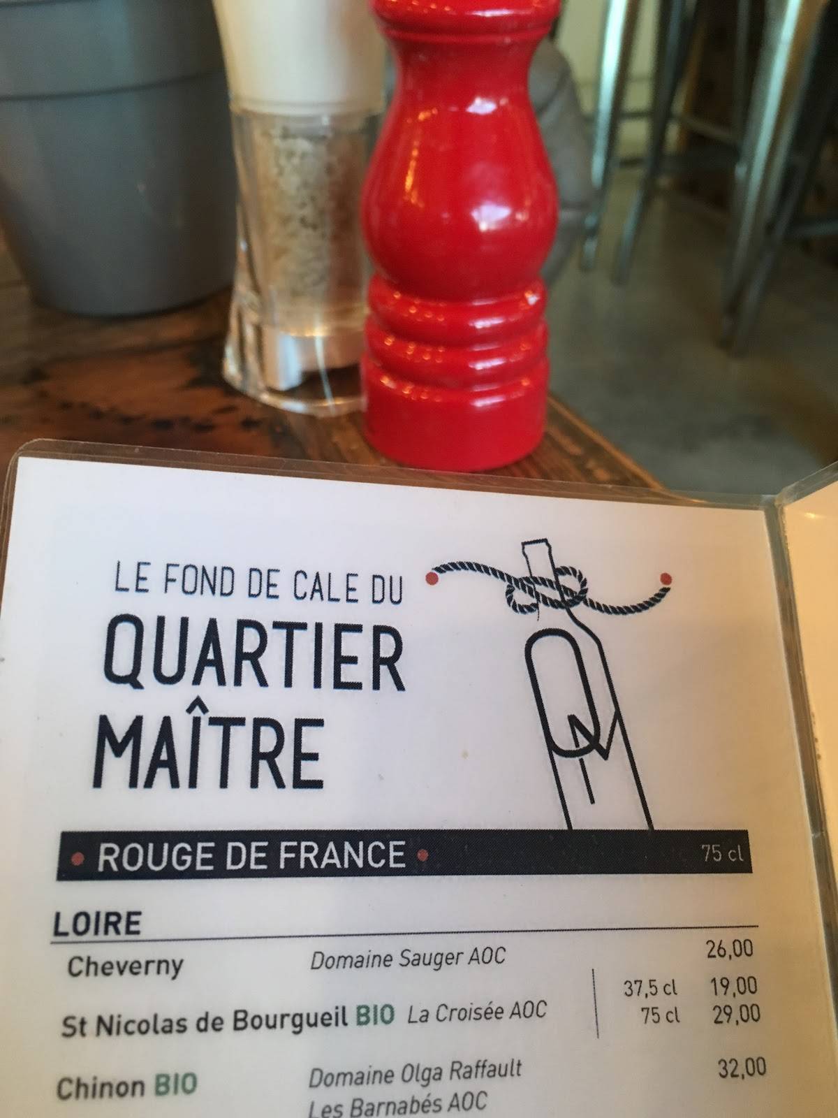 Menu au Le Quartier Maître restaurant, Pornichet