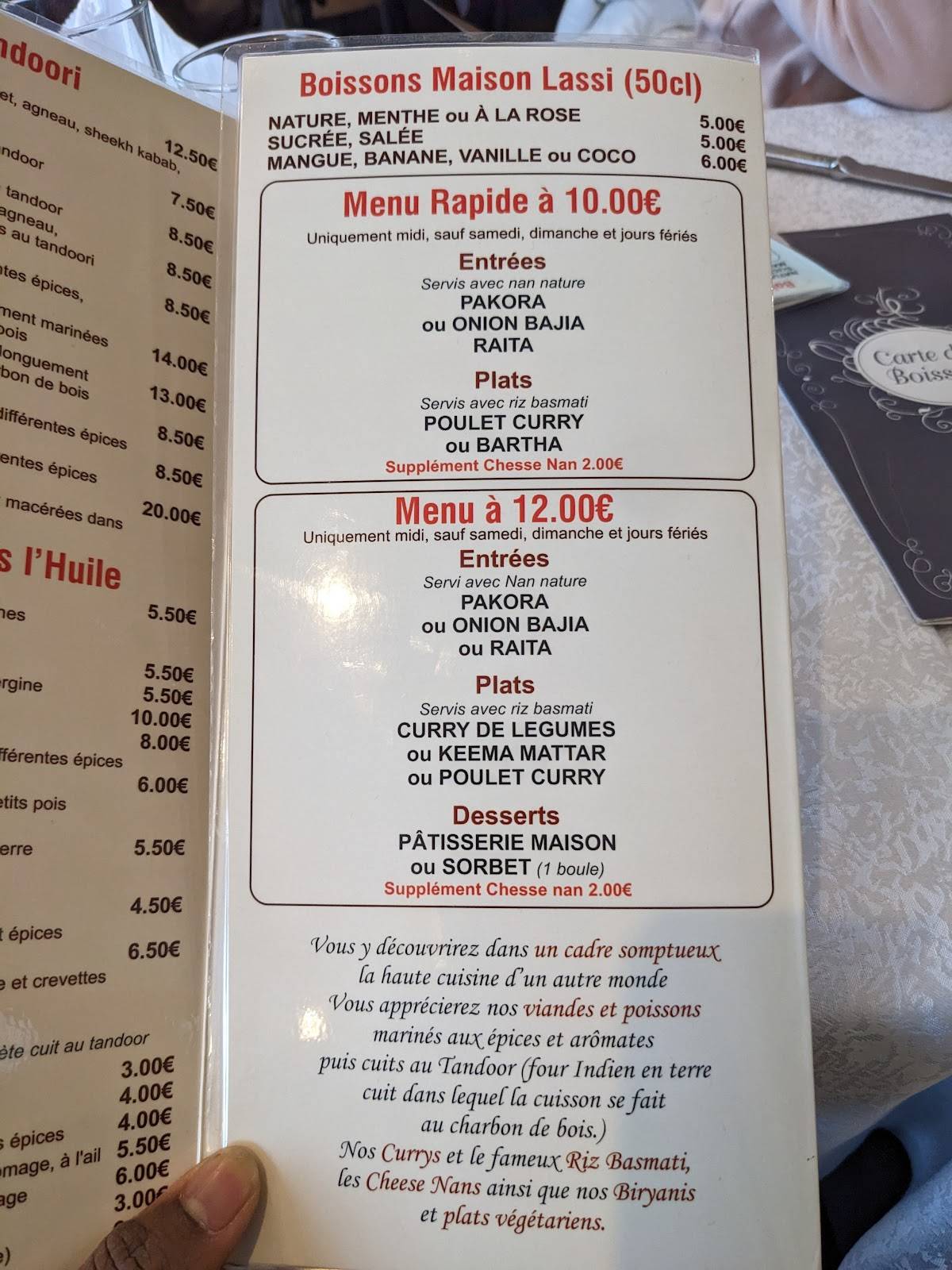 Menu au Le Rawal pub et bar, Pierrefitte-sur-Seine