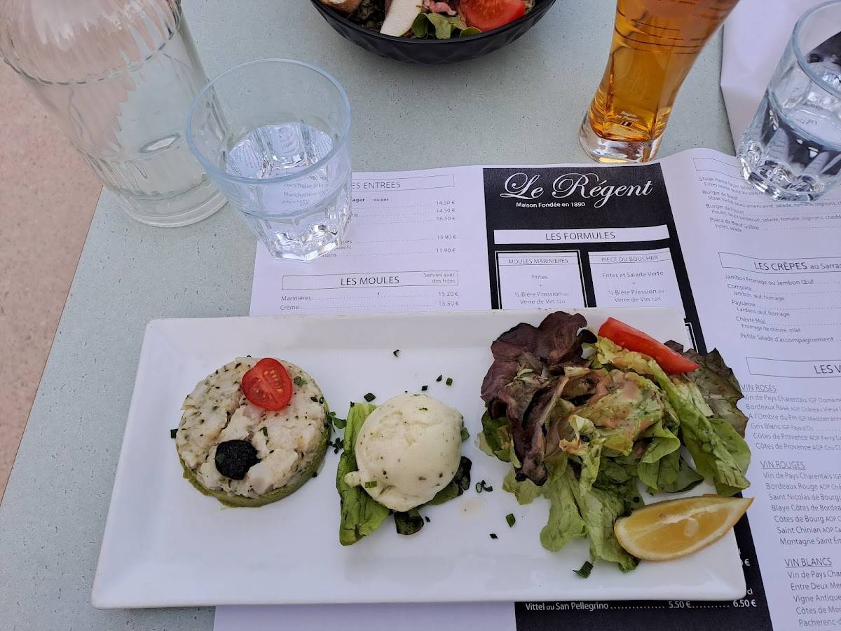 Menu au Le Régent café, Royan