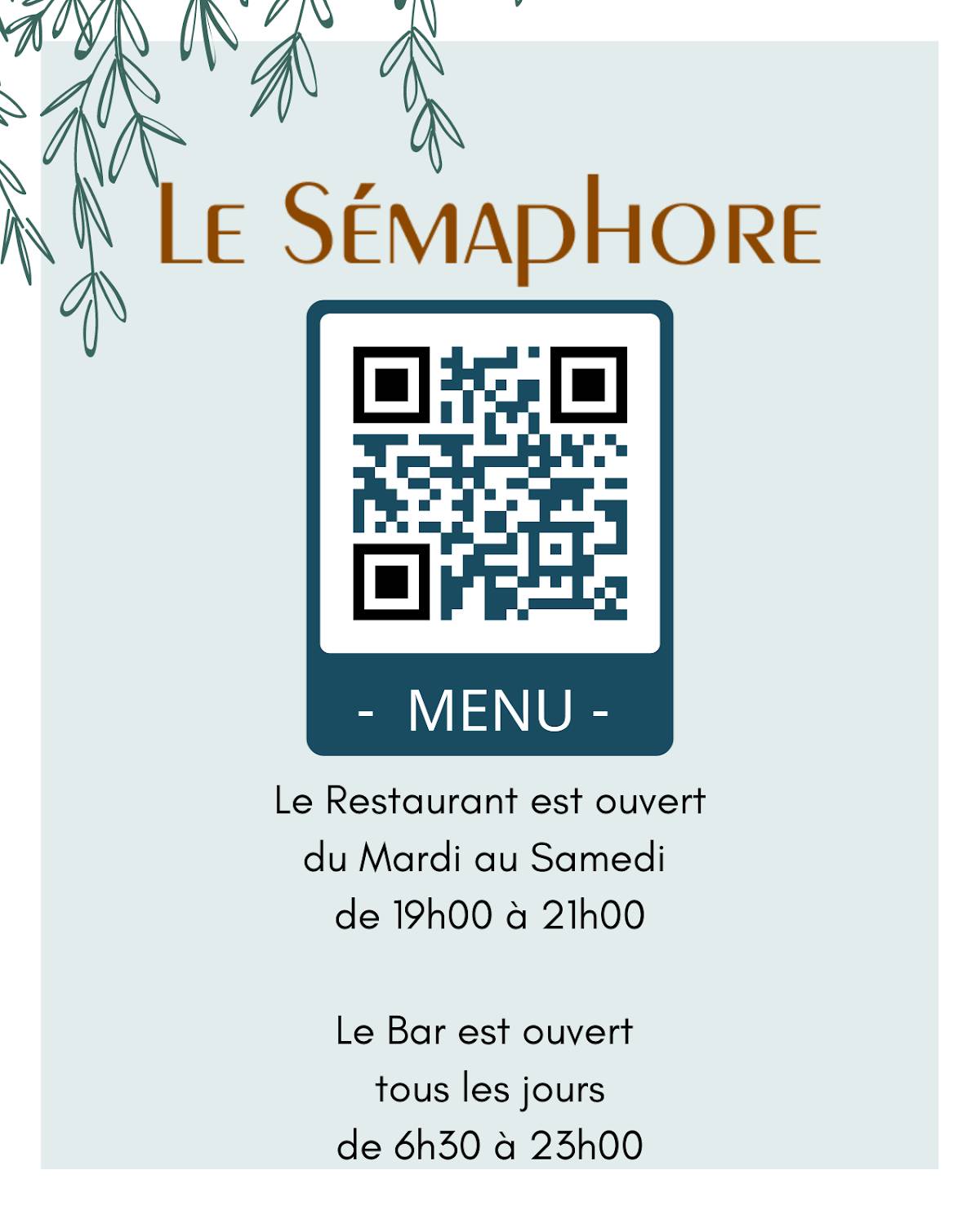 Menu au Le Sémaphore restaurant, Rang-du-Fliers