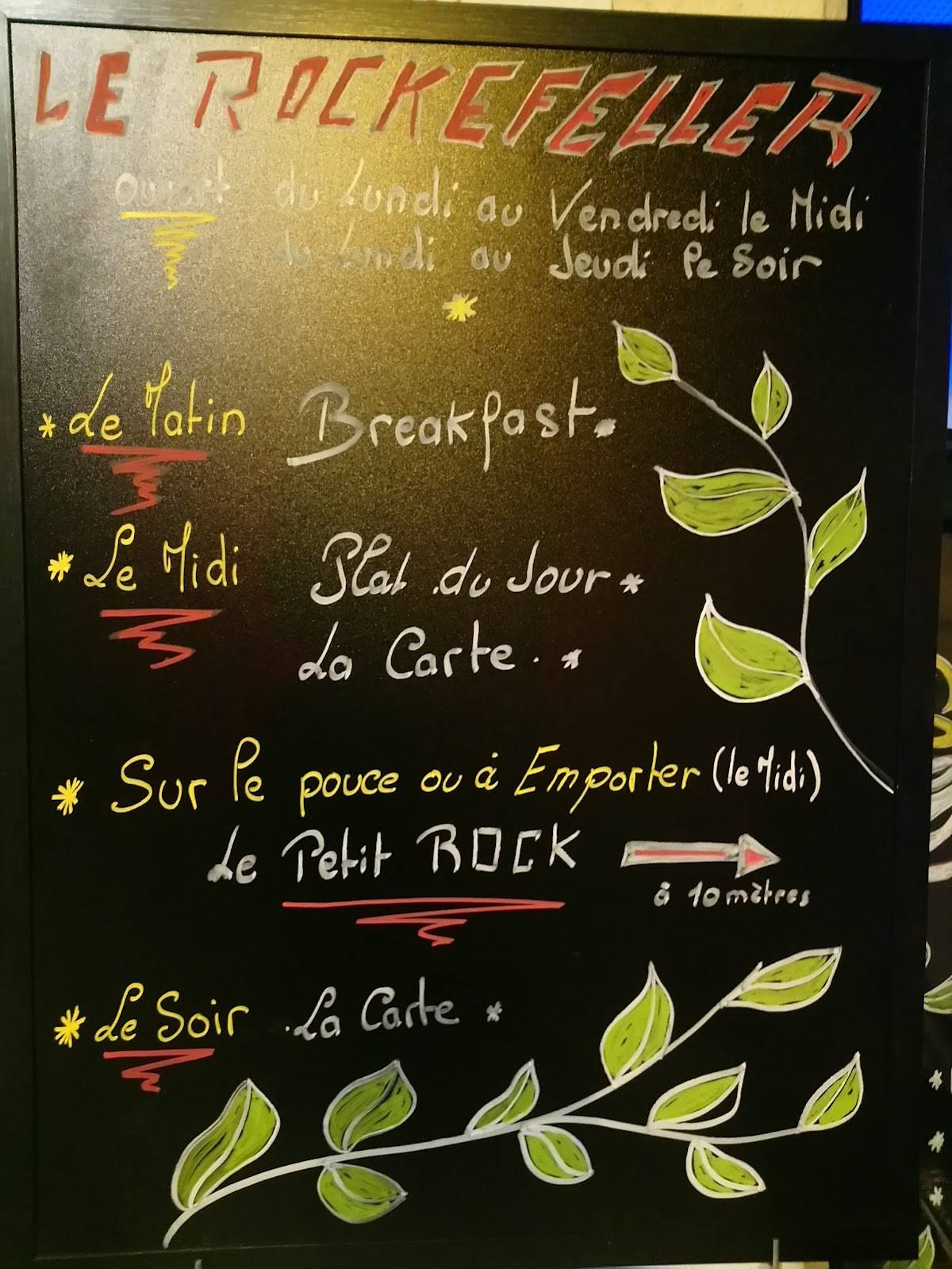 Menu au Le Rockefeller restaurant, Lyon