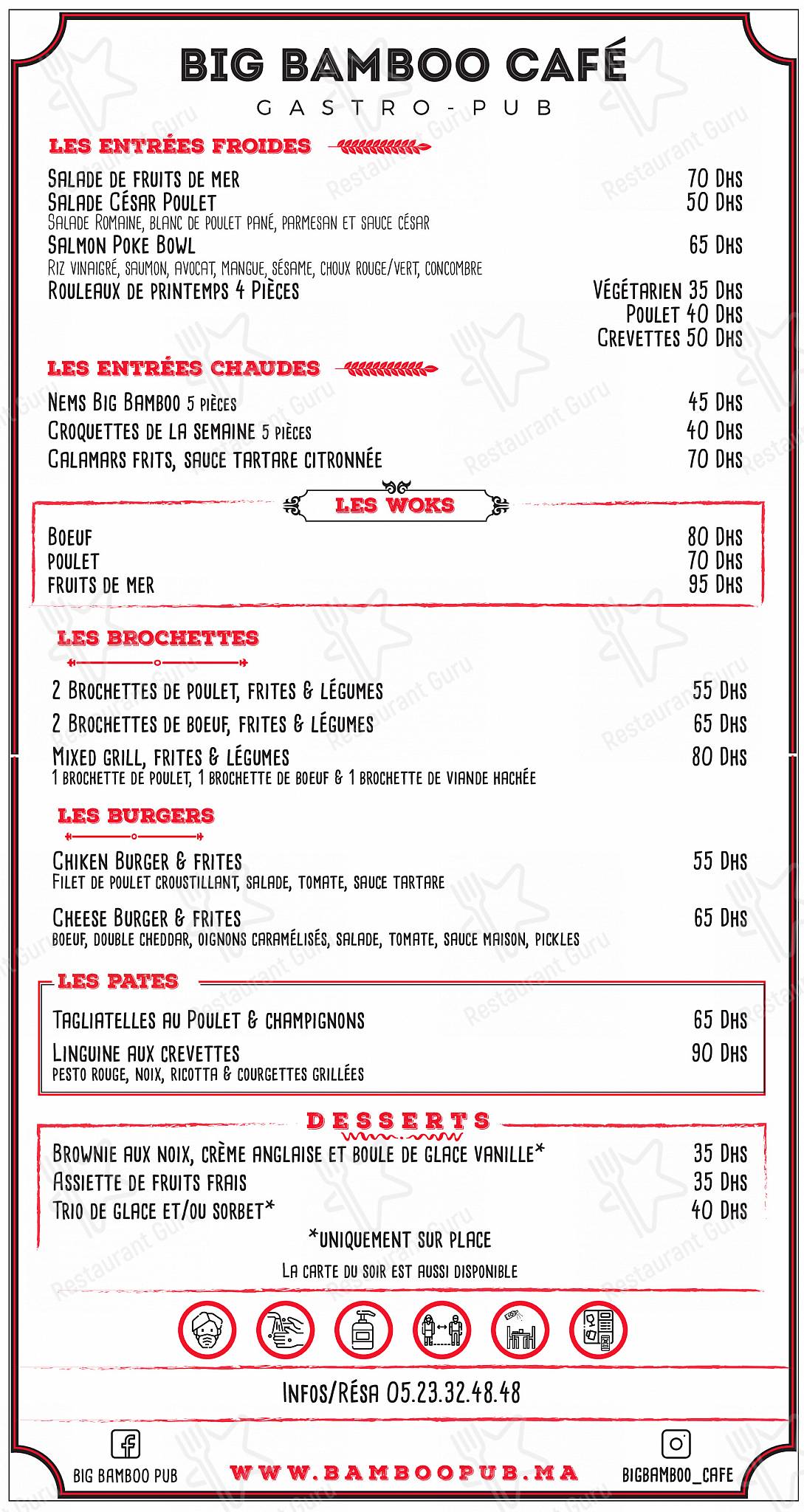 Menu at Le Roof pub & bar, Mohammedia
