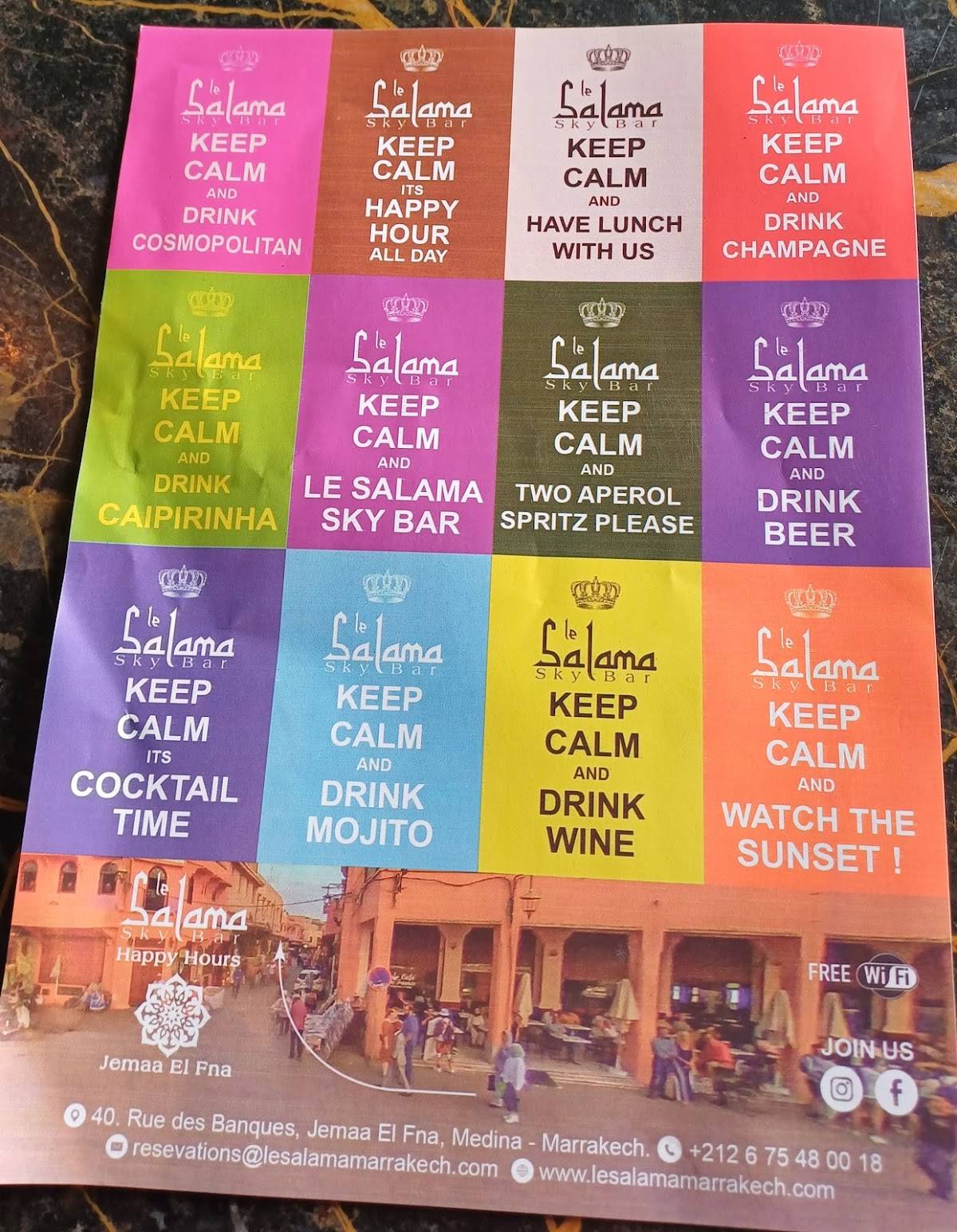 Speisekarte von Le Salama Moroccan Soul Food pub & Bar, Marrakesch