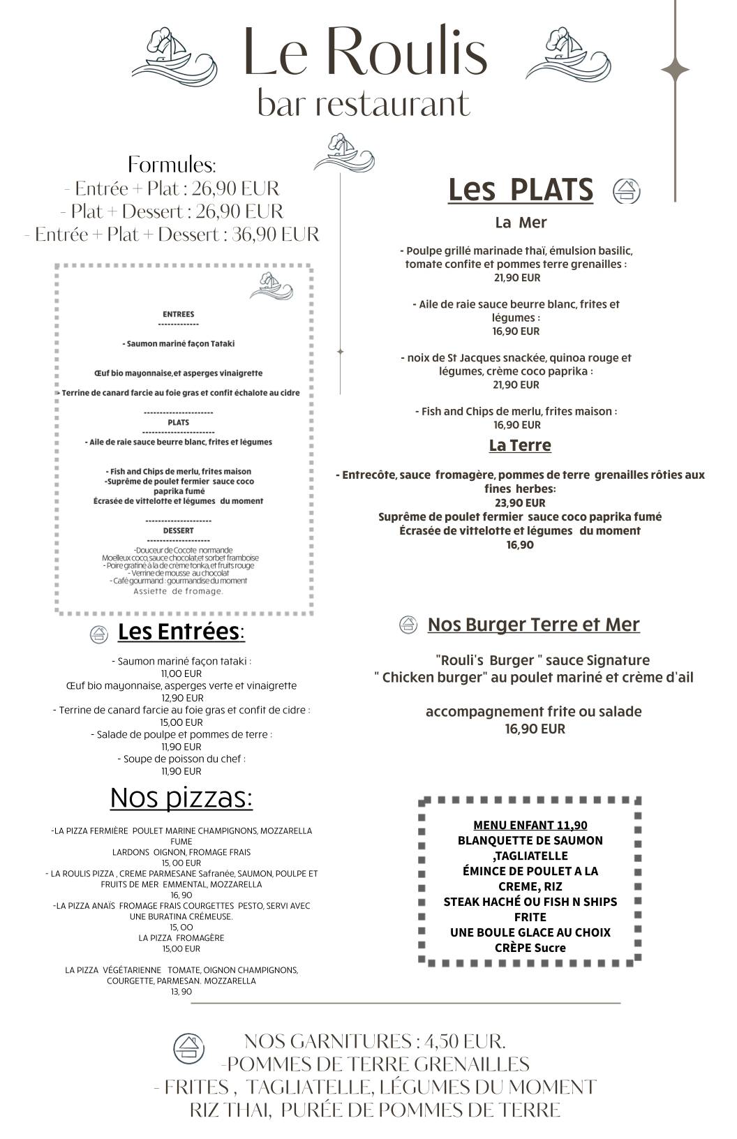 Menu at Le roulis restaurant, Ouistreham, 104 Av. Michel Cabieu