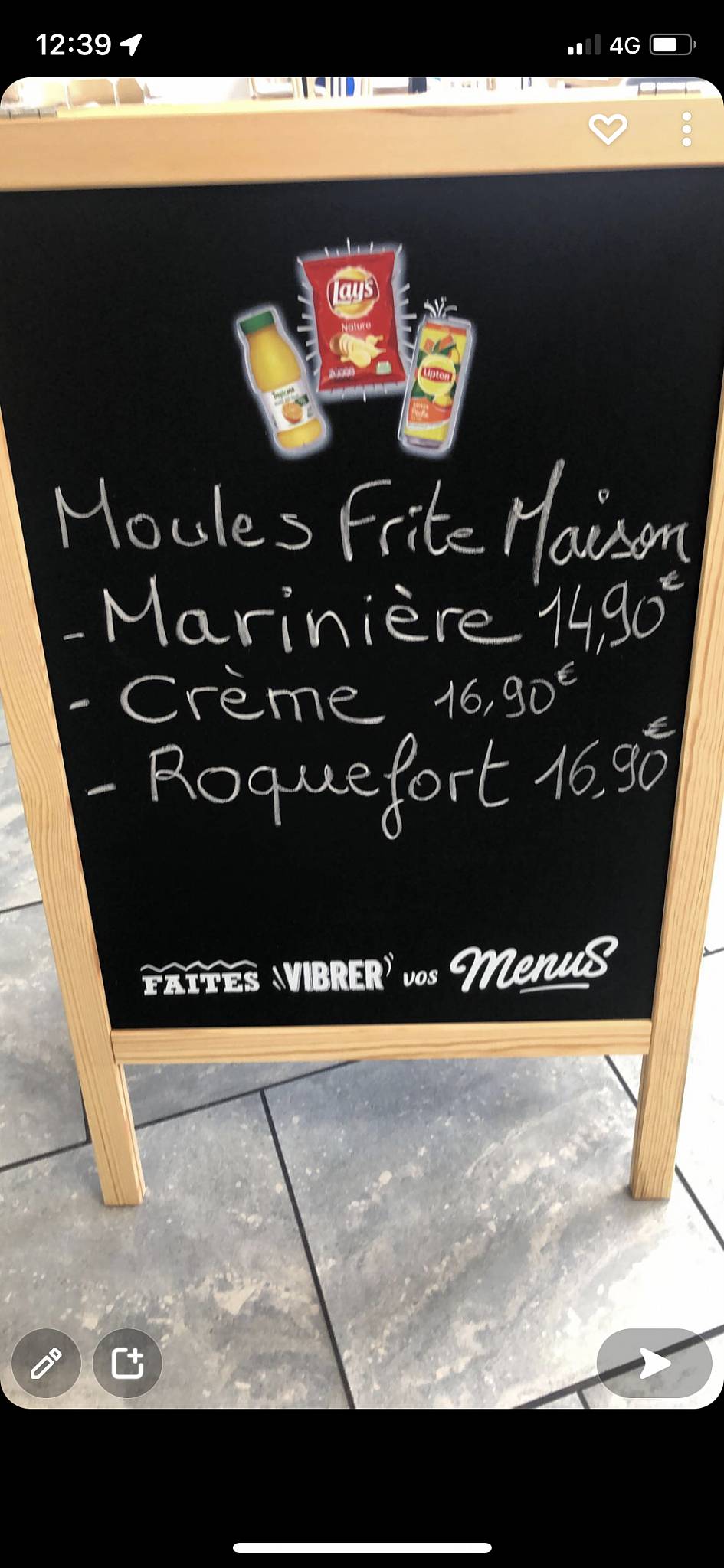 Menu au Le tout va bien restaurant, Le Tréport