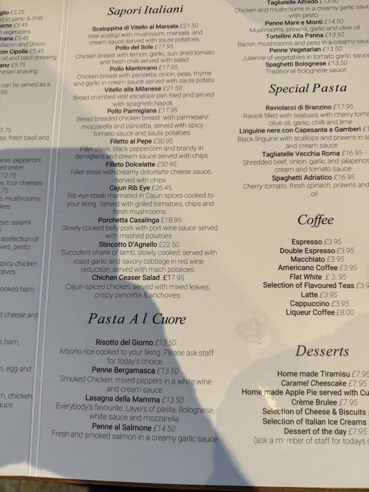Menu at Ciao Bella Bar & Restaurant, Leeds