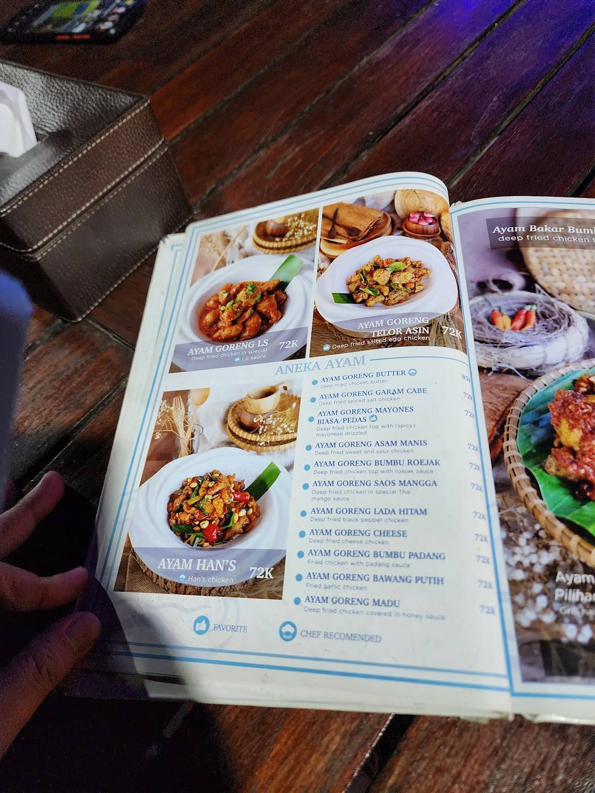 Menu at Lemakan Samudra restaurant, Tarakan