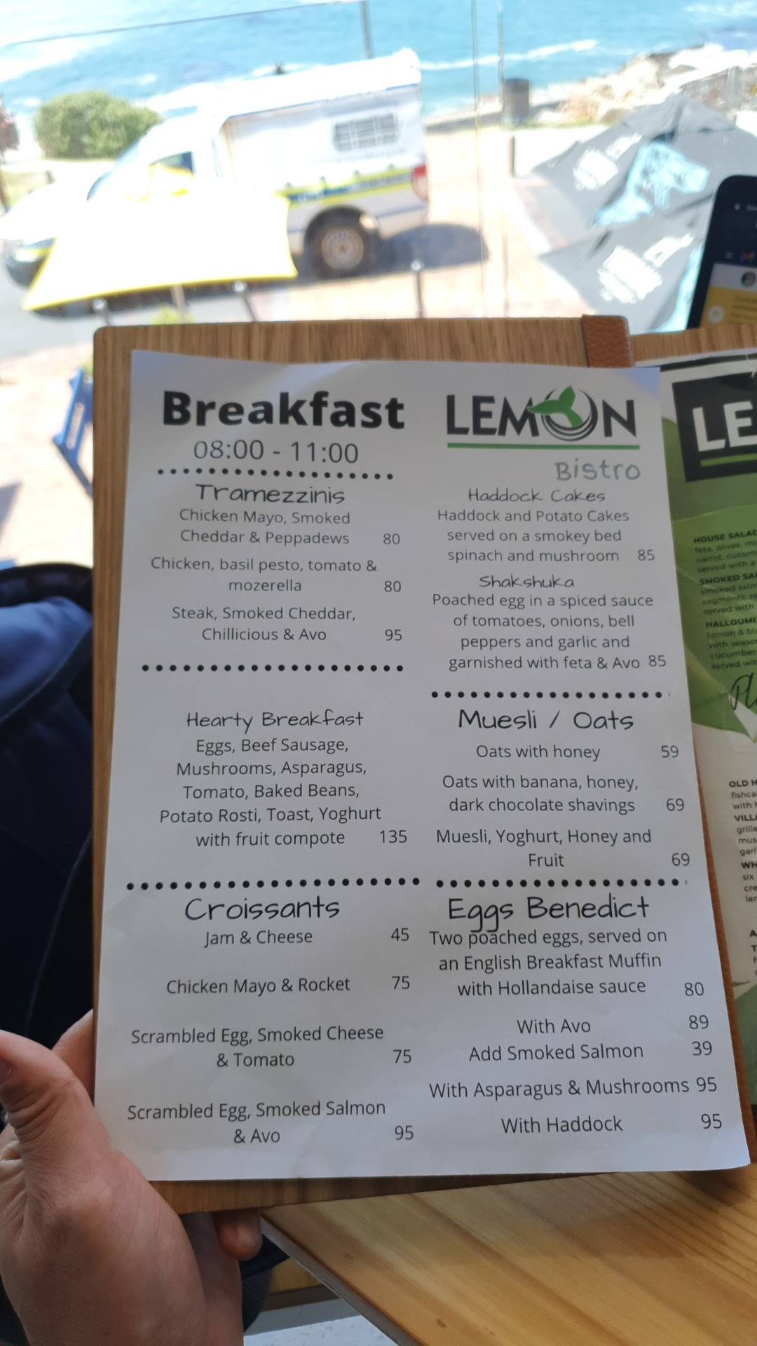 Menu at Lemonicious restaurant, Hermanus