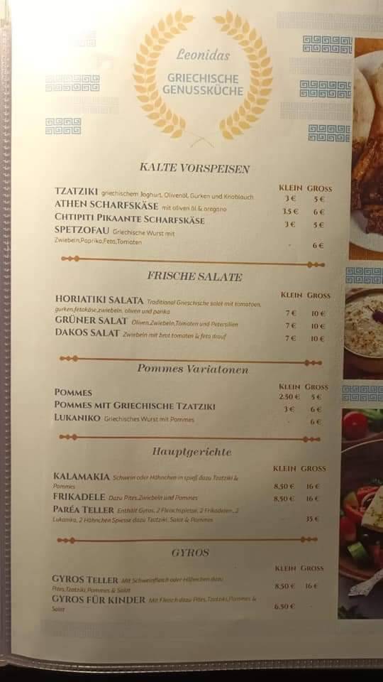 Menu at Leonidas Griechische Restaurant, Püttlingen