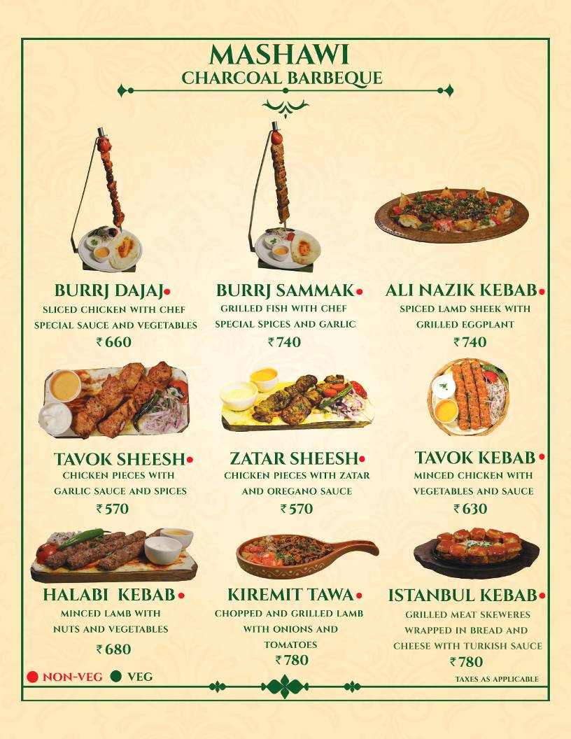Menu at Levant Restaurant, Hyderabad