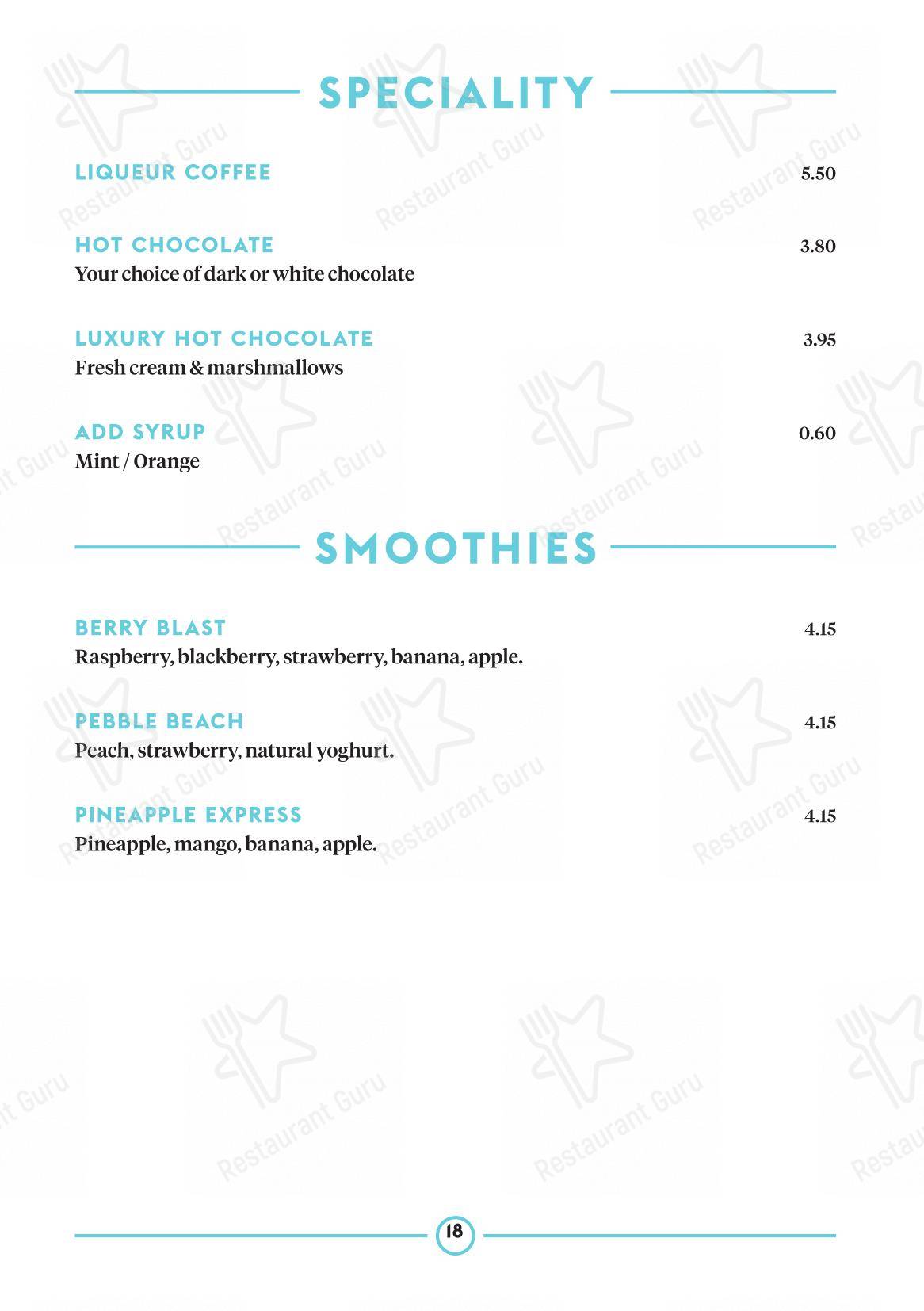 Menu at Lido Prestwick pub & bar, Prestwick