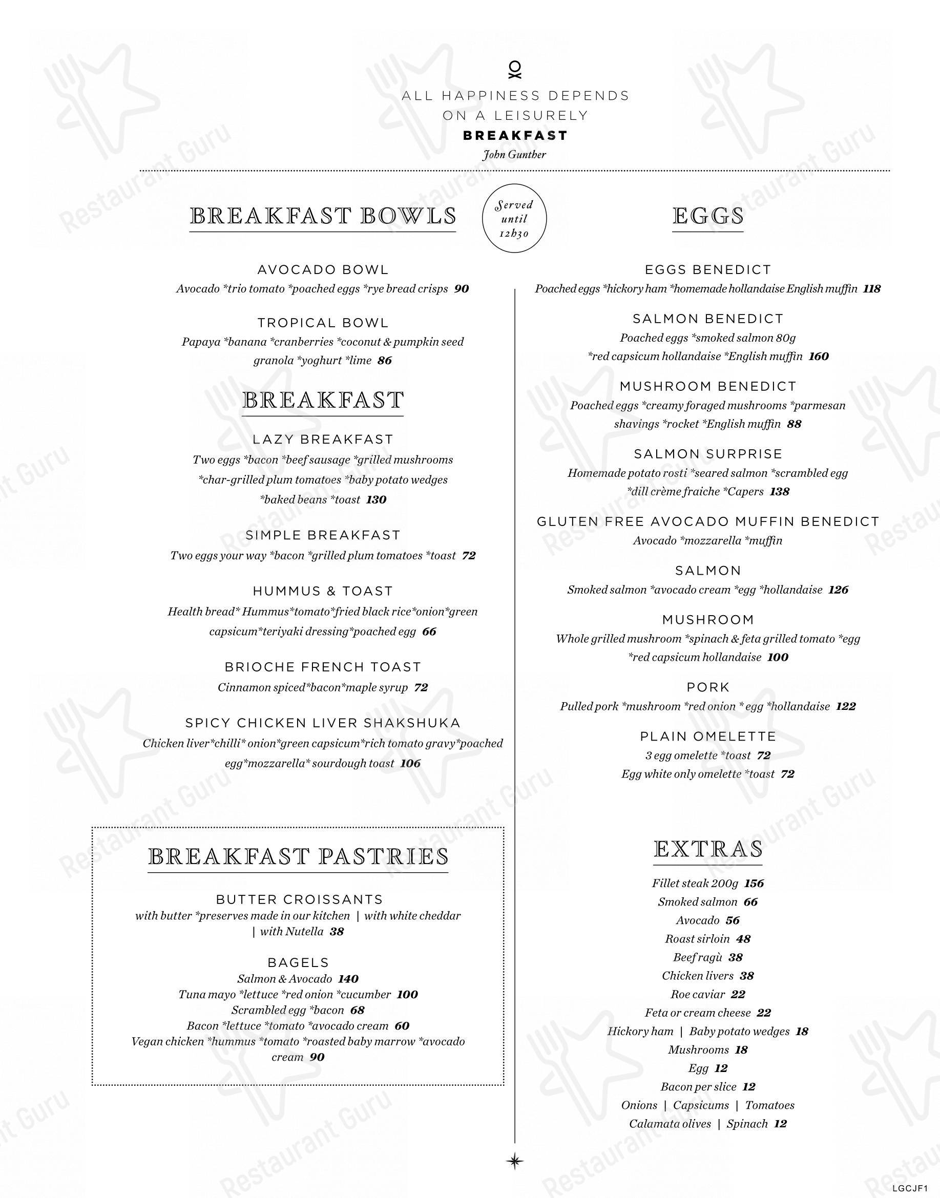 Menu at Life Grand Cafe Waterfront, Cape Town, 2 Pierhead Road