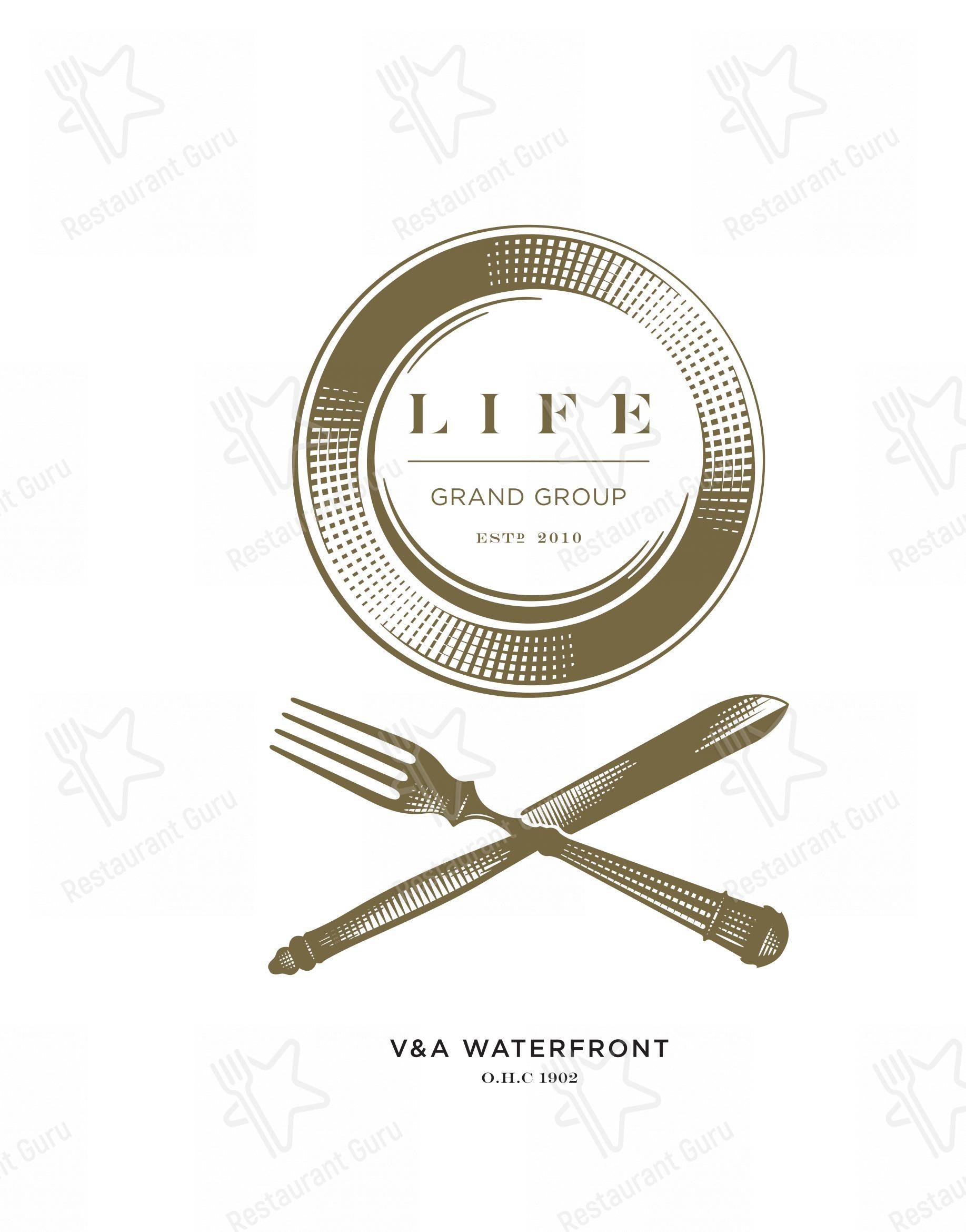Menu at Life Grand Cafe Waterfront, Cape Town, 2 Pierhead Road