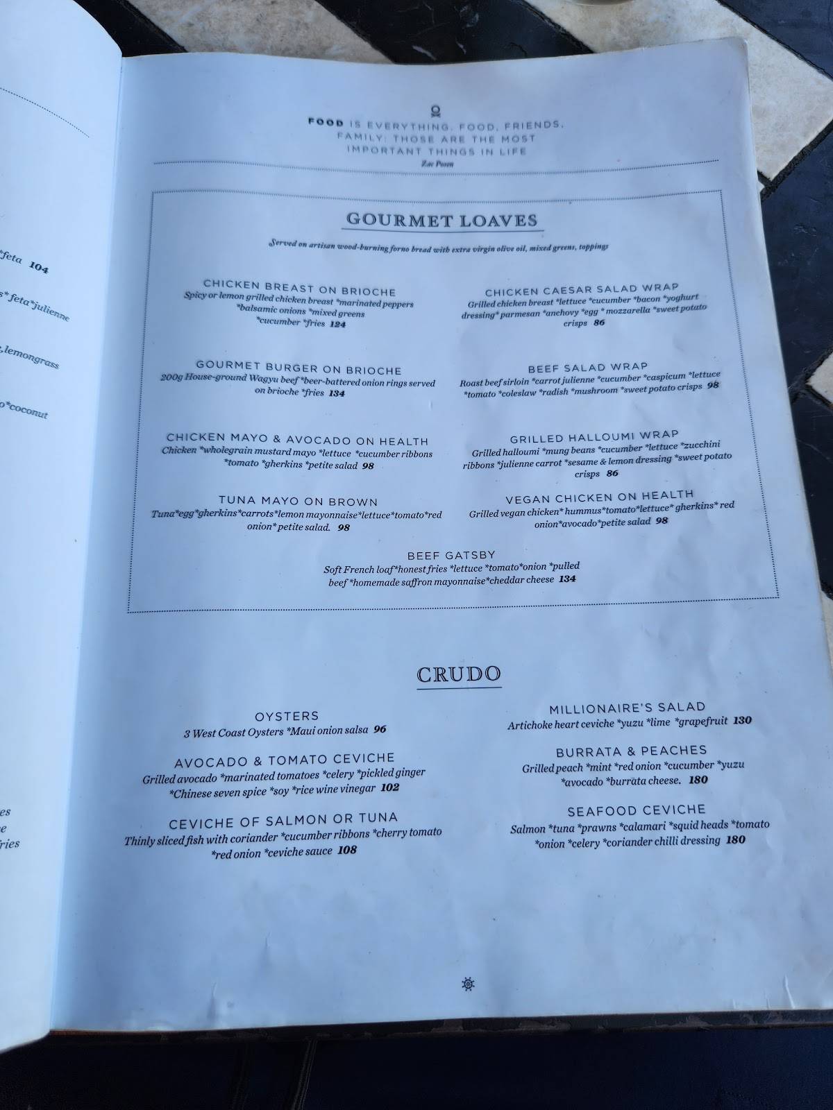 Menu at Life Grand Cafe Waterfront, Cape Town, 2 Pierhead Road