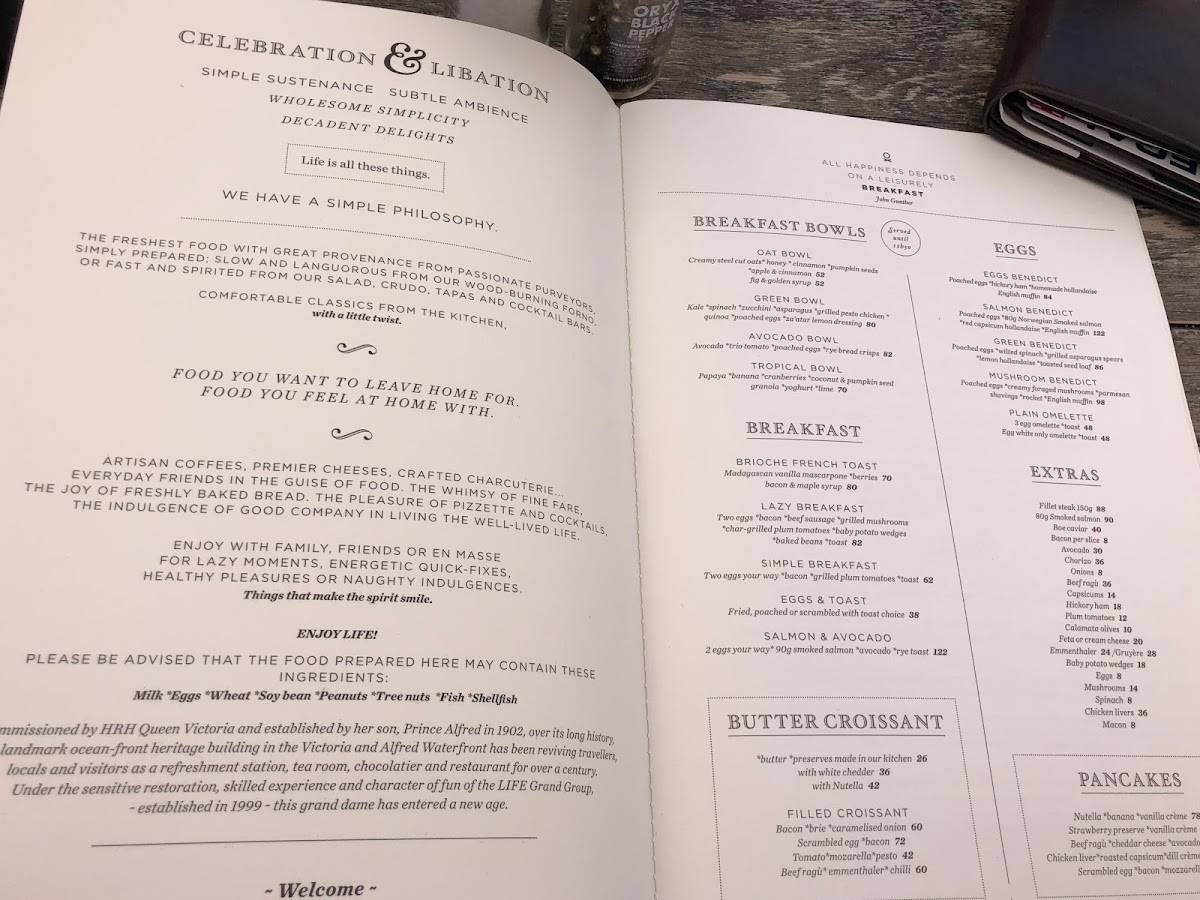 Menu at Life Grand Cafe Waterfront, Cape Town, 2 Pierhead Road