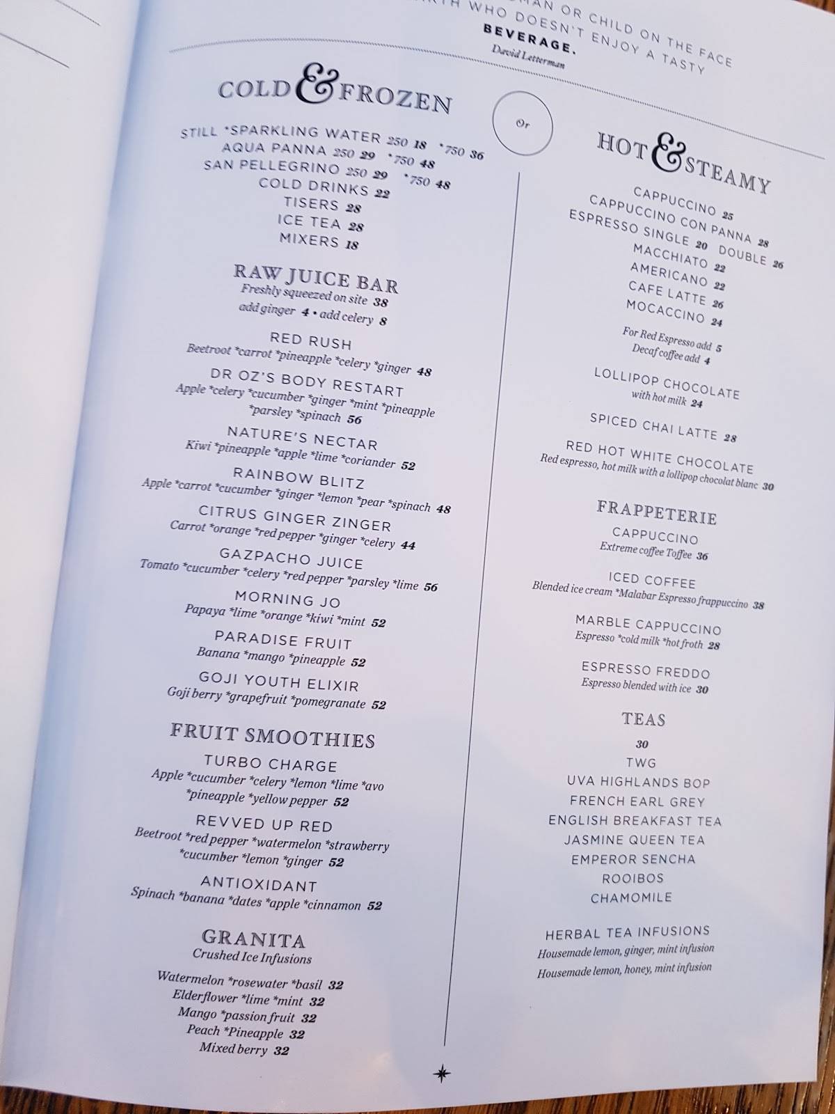Menu at Life Grand Cafe Waterfront, Cape Town, 2 Pierhead Road