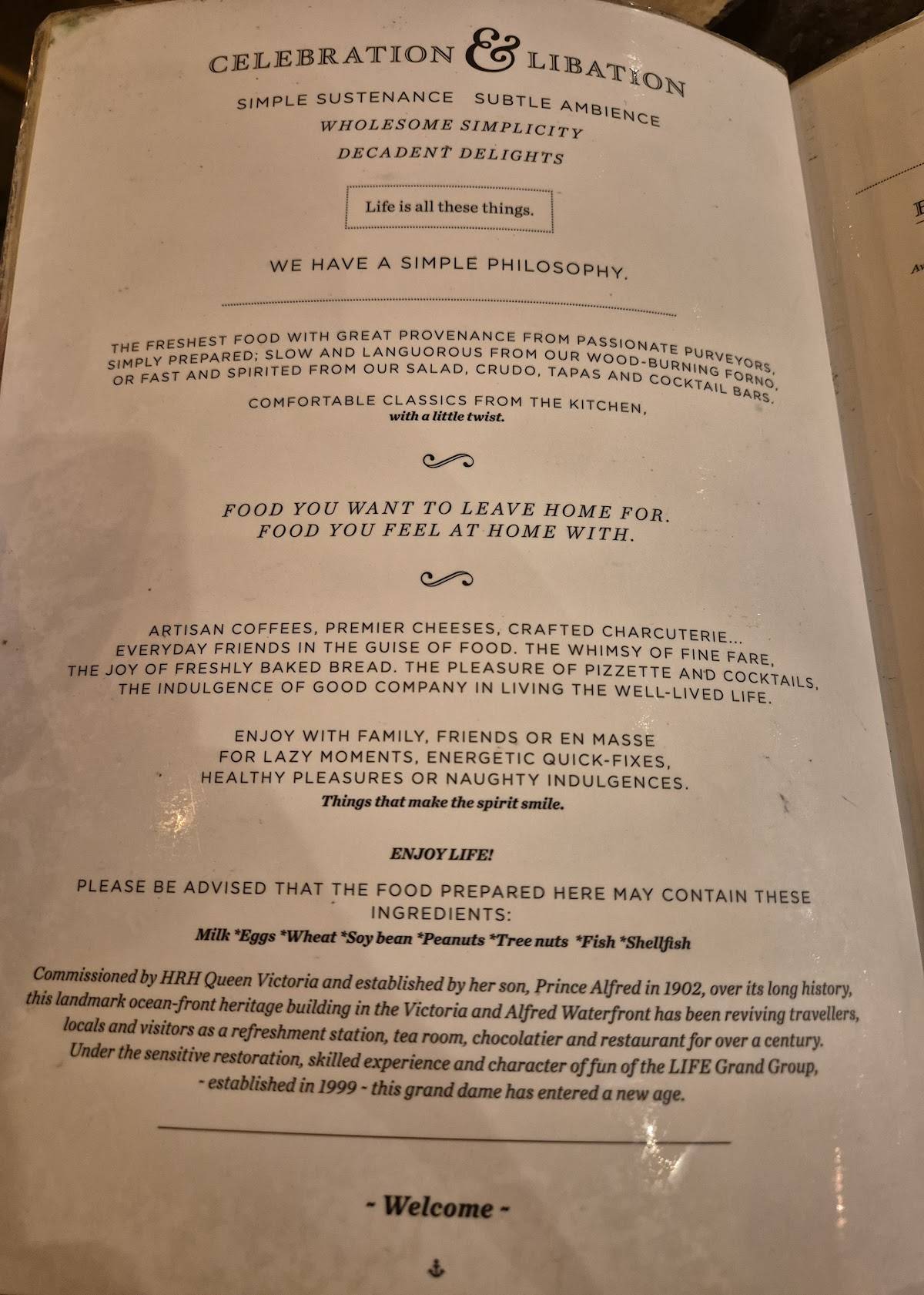 Menu at Life Grand Cafe Waterfront, Cape Town, 2 Pierhead Road