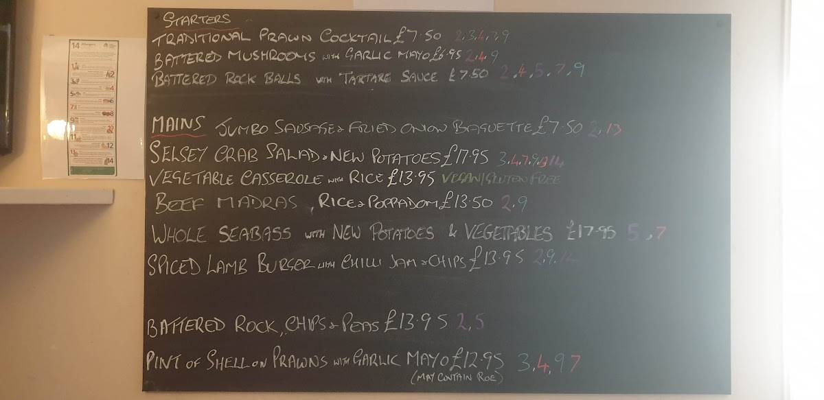 Menu at Lifeboat Inn pub & bar, Selsey